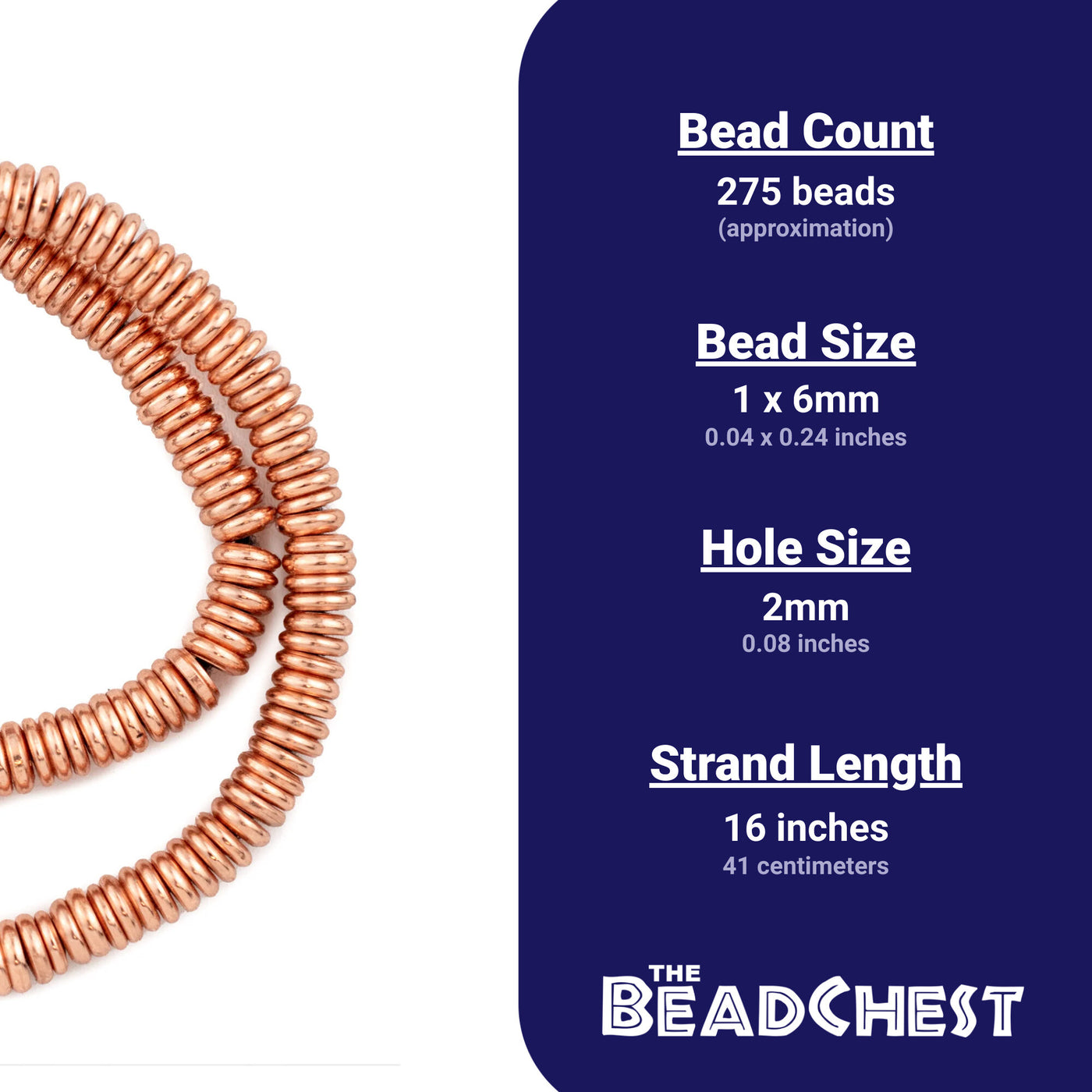 Smooth Extra Large Copper Heishi Beads (6mm) — The Bead Chest