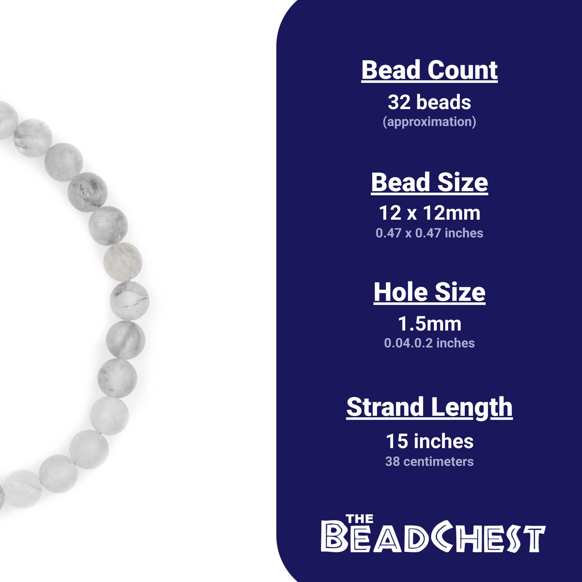 Matte Round Cloudy Quartz Beads (12mm) — The Bead Chest