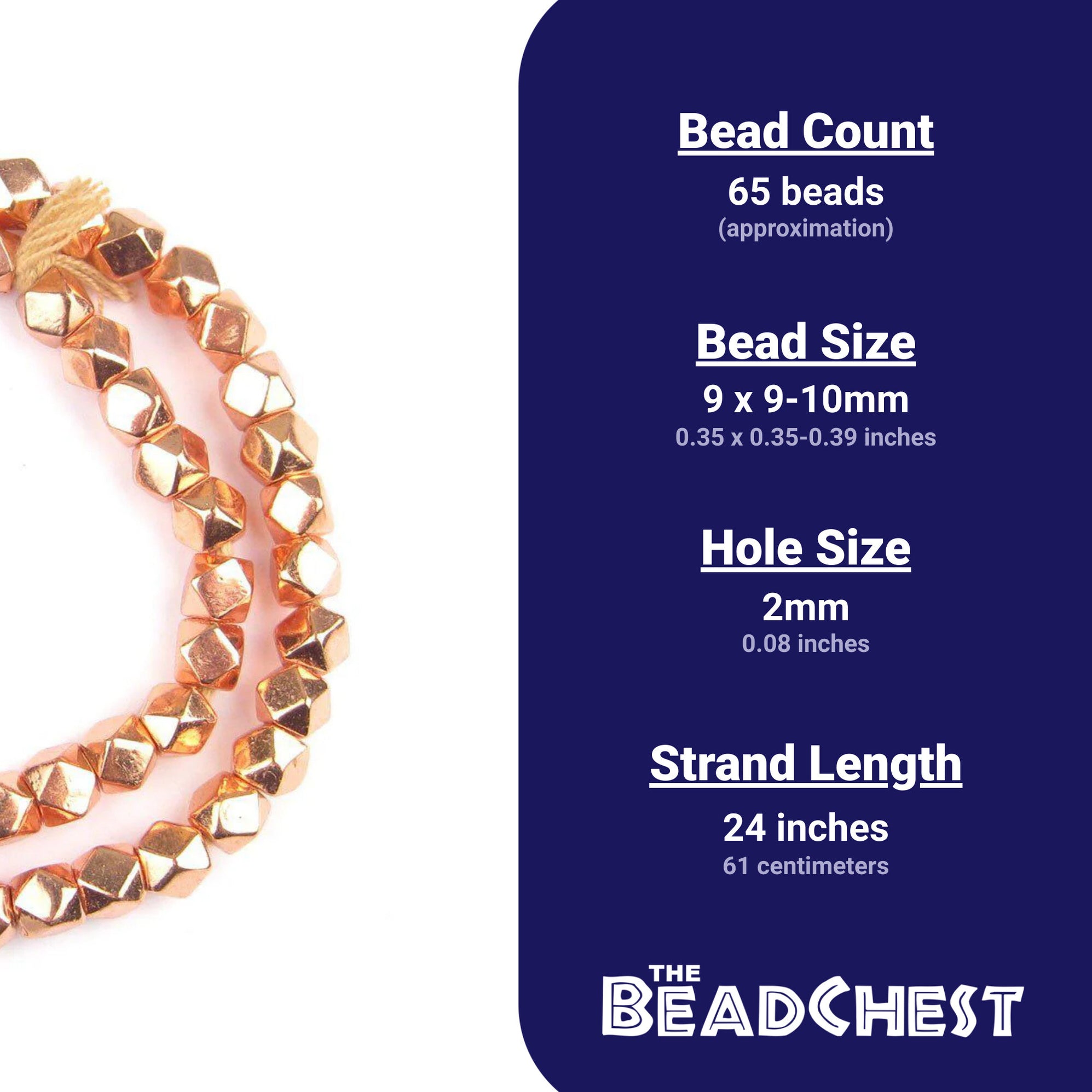 Jumbo Copper Diamond Cut Beads (9mm) — The Bead Chest