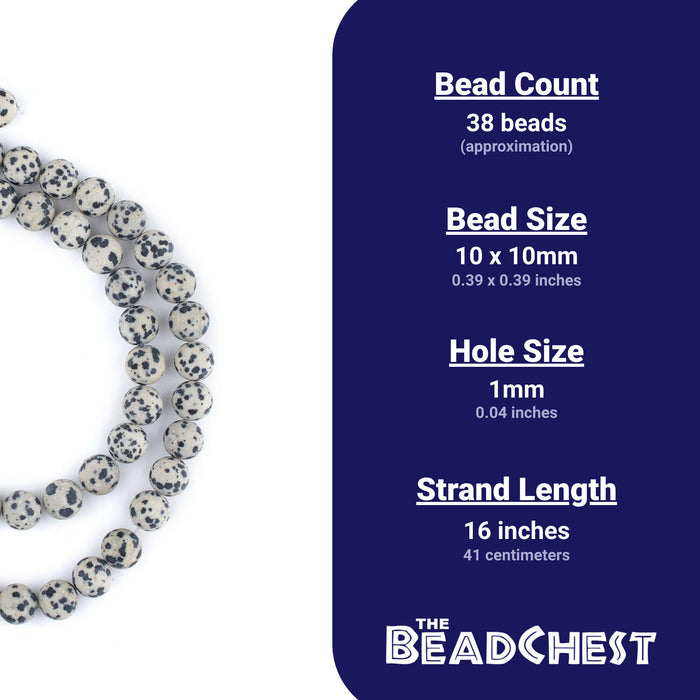 Matte Round Dalmatian Jasper Beads (10mm) — The Bead Chest