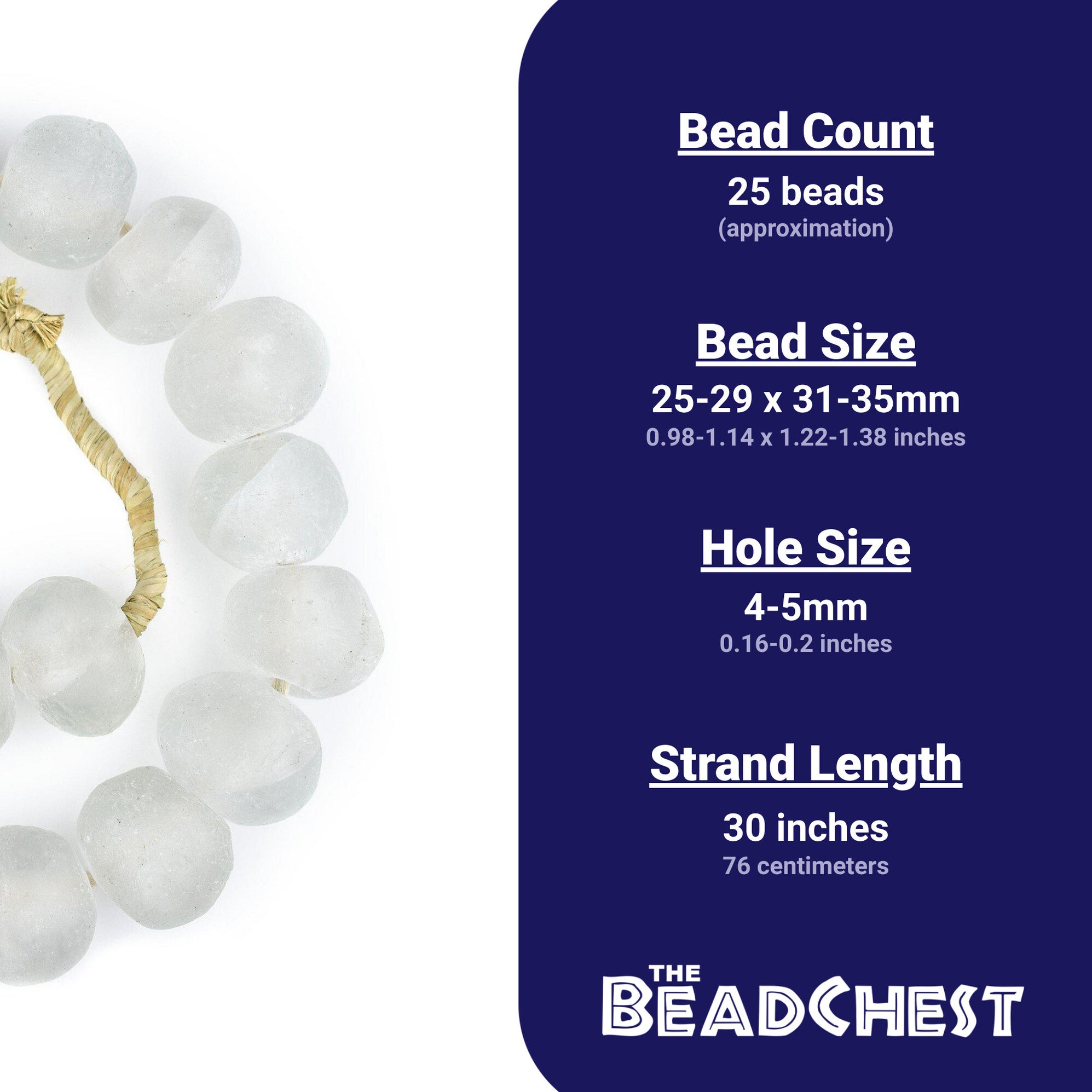 Super Jumbo Clear Recycled Glass Beads (35mm) — The Bead Chest