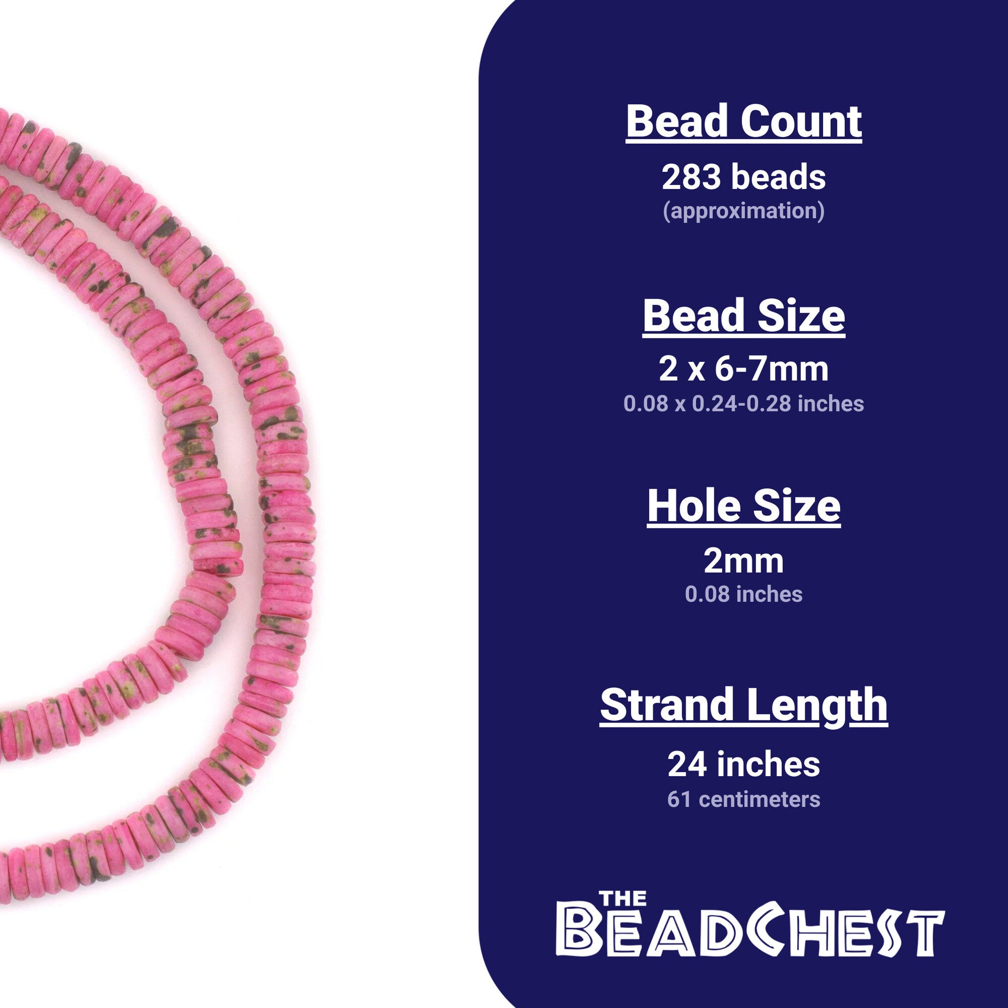 Tourmaline Pink Bone Button Beads (6mm) — The Bead Chest