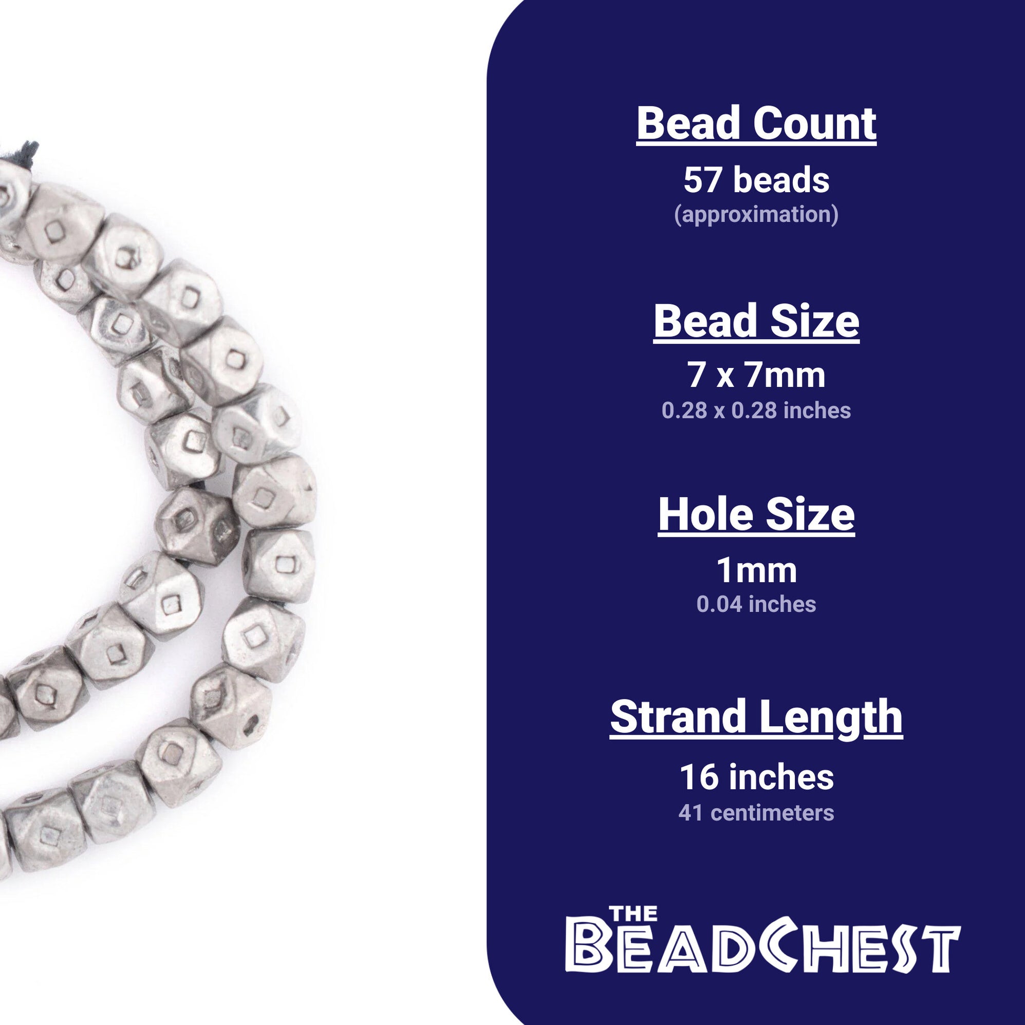 Silver Tuareg Cornerless Cube Beads (7mm) — The Bead Chest