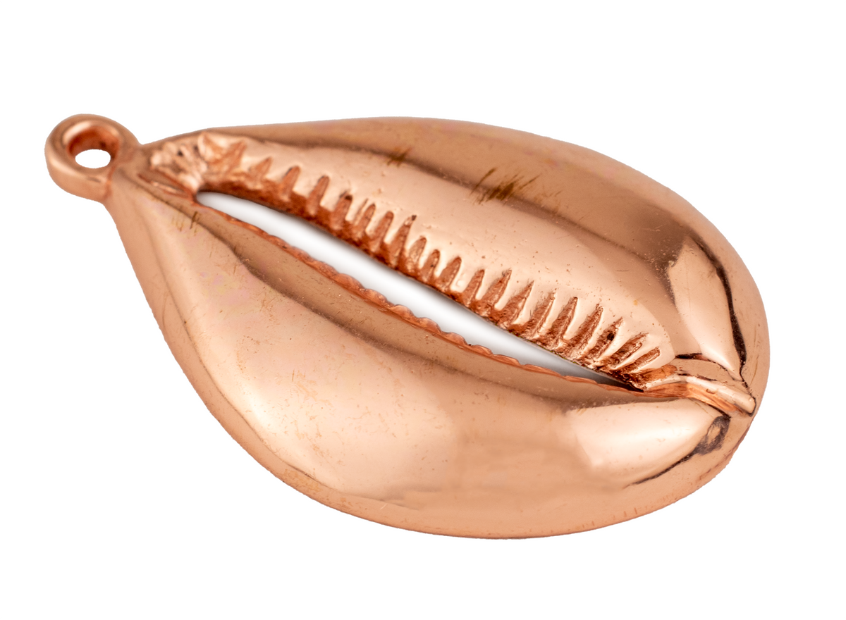 Copper Cowrie Shell Pendant (7x66mm) — The Bead Chest
