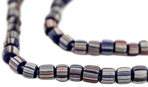 Cobalt Rainbow Stripe Java Gooseberry Beads — The Bead Chest