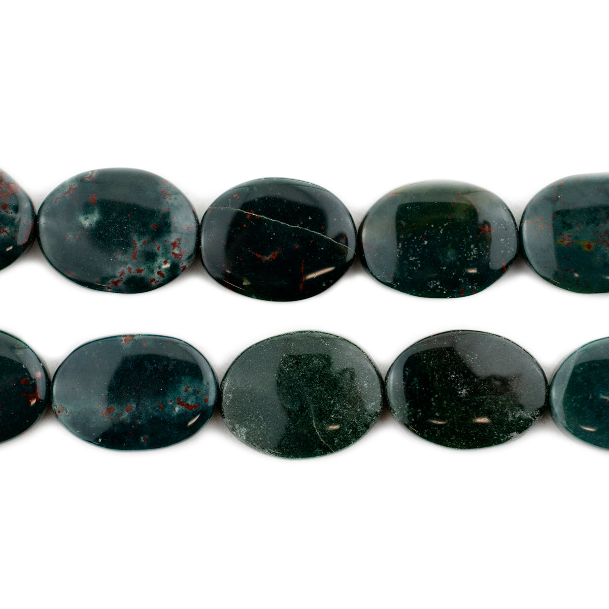 Flat Oval Bloodstone Beads (16x12mm) — The Bead Chest