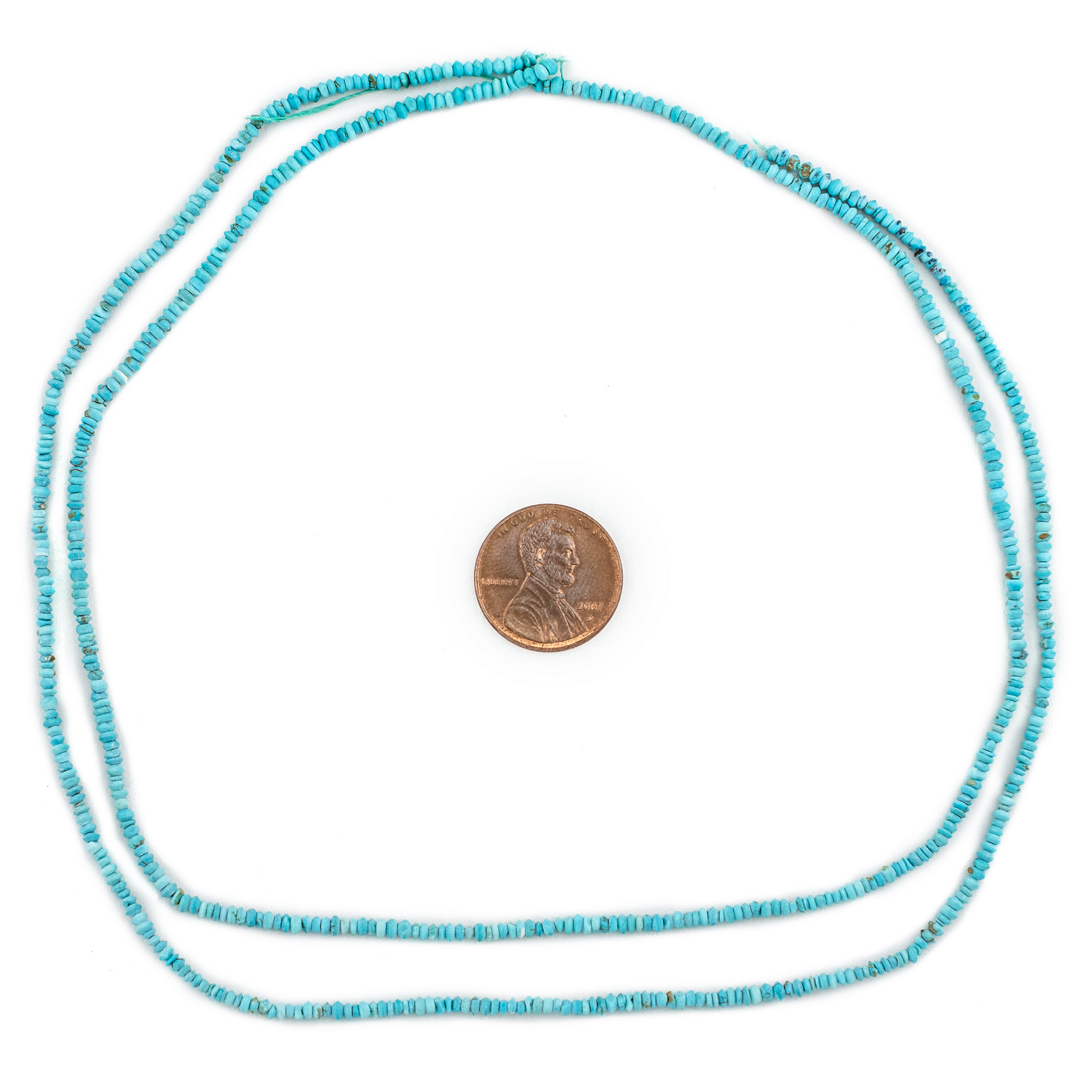 Tiny Blue Turquoise Stone Saucer Heishi Beads (2mm) — The Bead Chest