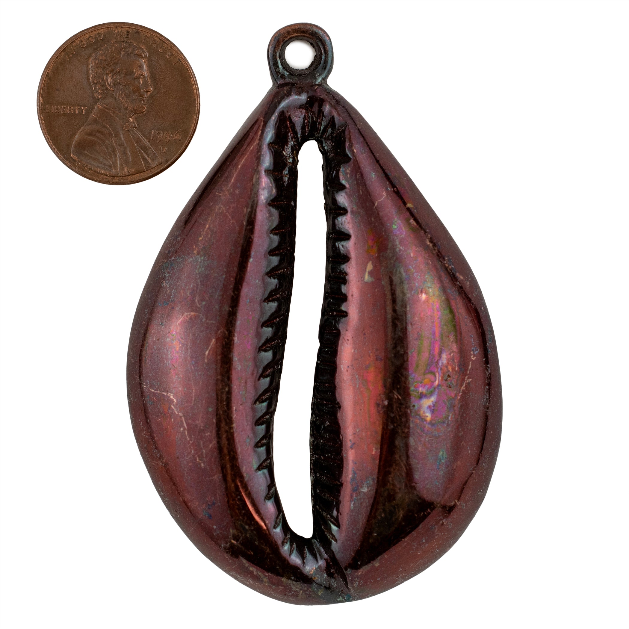 Distressed Rust Copper Cowrie Shell Pendant (7x66mm) — The Bead Chest