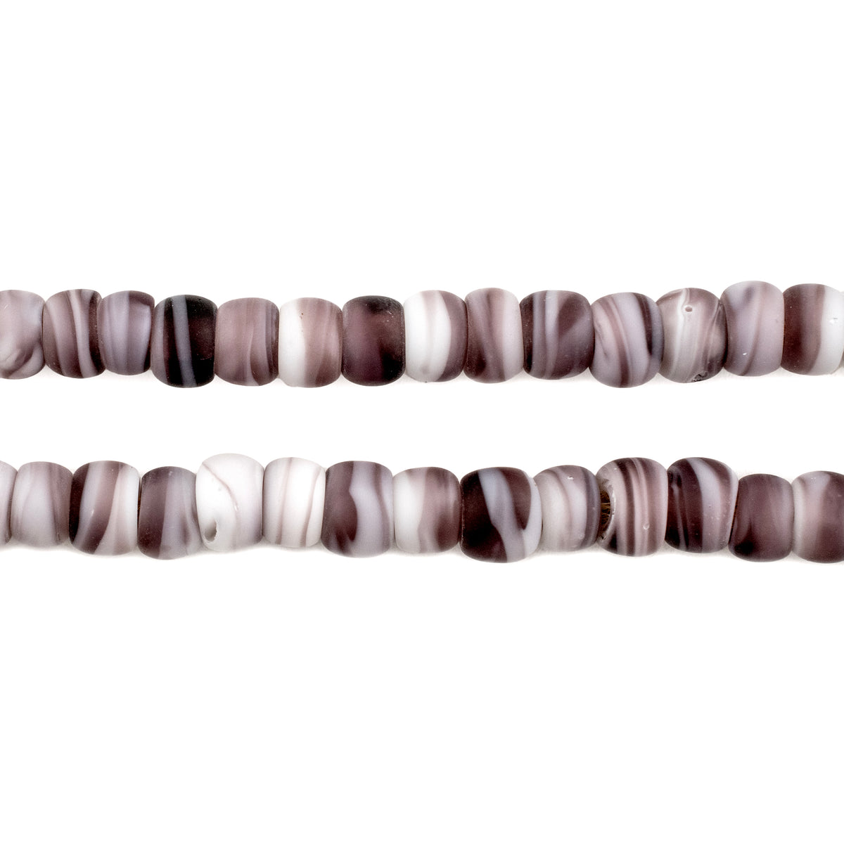 Plum Purple & White Swirl Padre Beads (7mm) — The Bead Chest