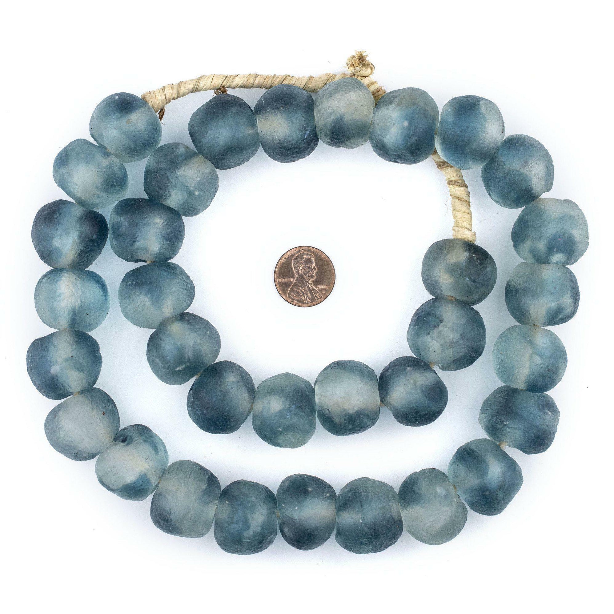 Jumbo Blue Wave Marine Recycled Glass Beads (23mm) — The Bead Chest