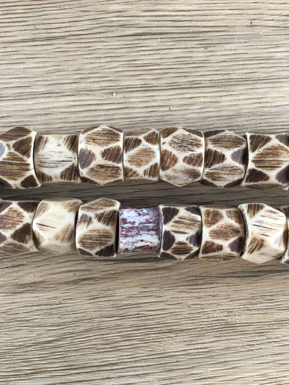 Hidden Gems: Faceted Grey Nepal Bone Beads (1 Defective Bead) — The ...