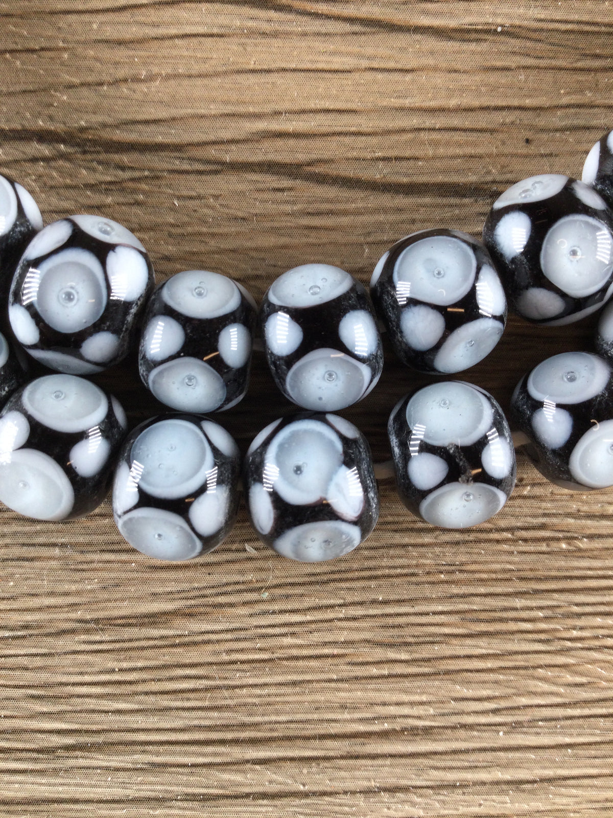 Hidden Gems: Black & White Java Glass Skunk Beads — The Bead Chest