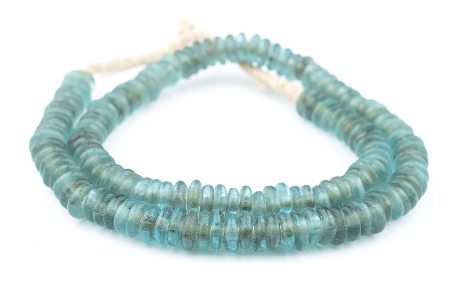 Aqua Rondelle Recycled Glass Beads — The Bead Chest