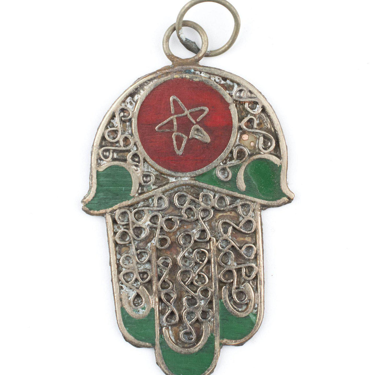 Red Moroccan Star Silver Hamsa Pendant — The Bead Chest