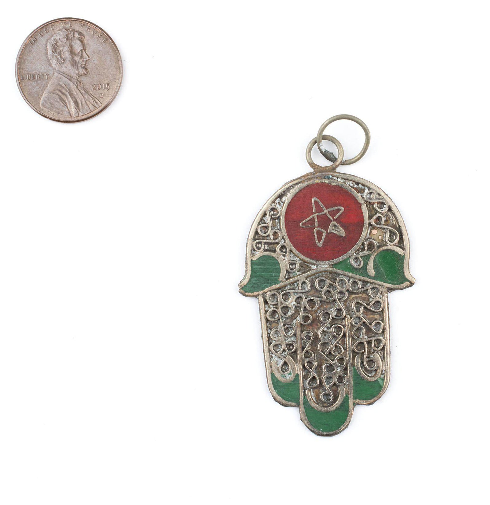Red Moroccan Star Silver Hamsa Pendant — The Bead Chest