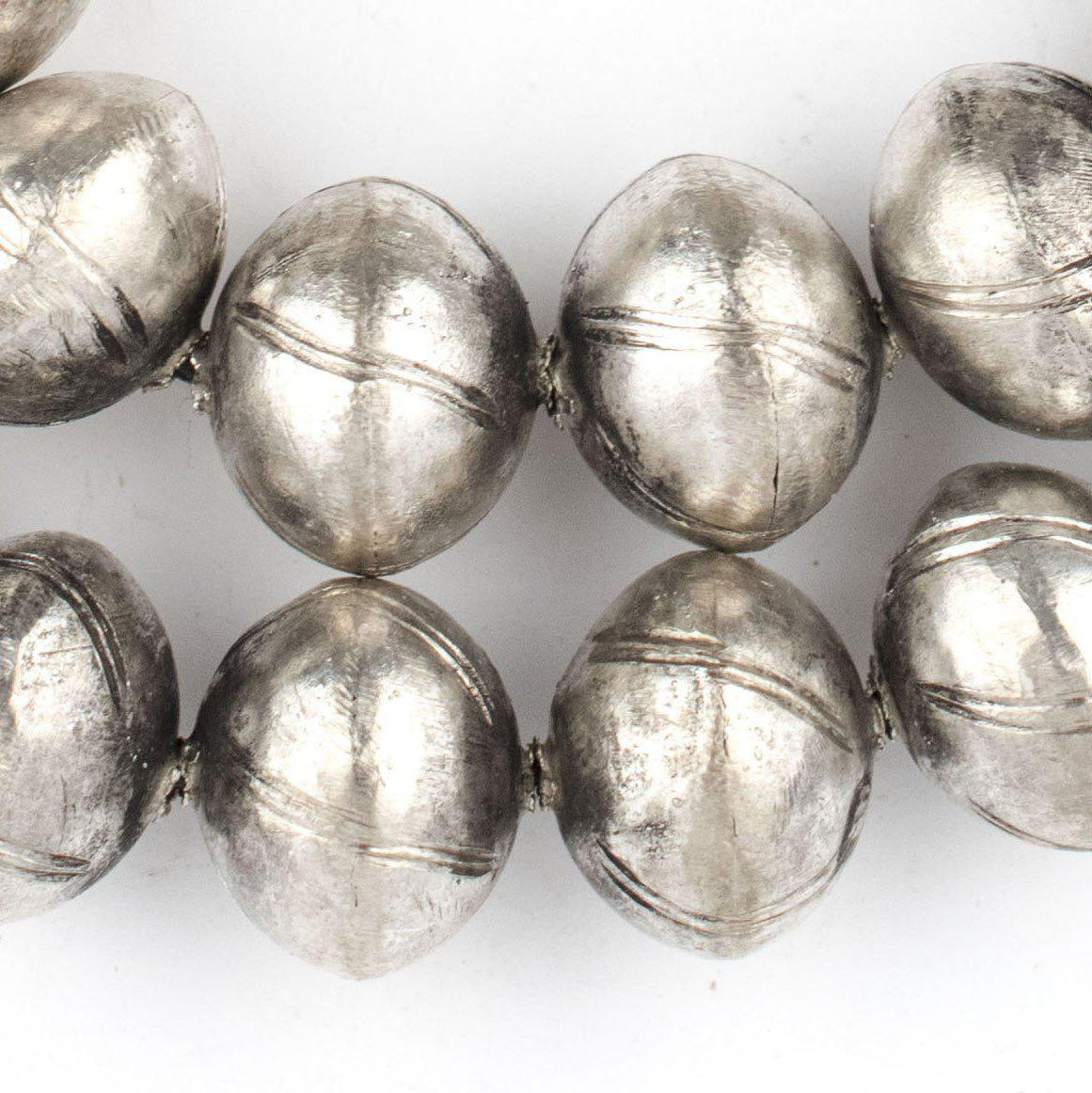 Round Striped Ethiopian Hollow Silver Beads — The Bead Chest