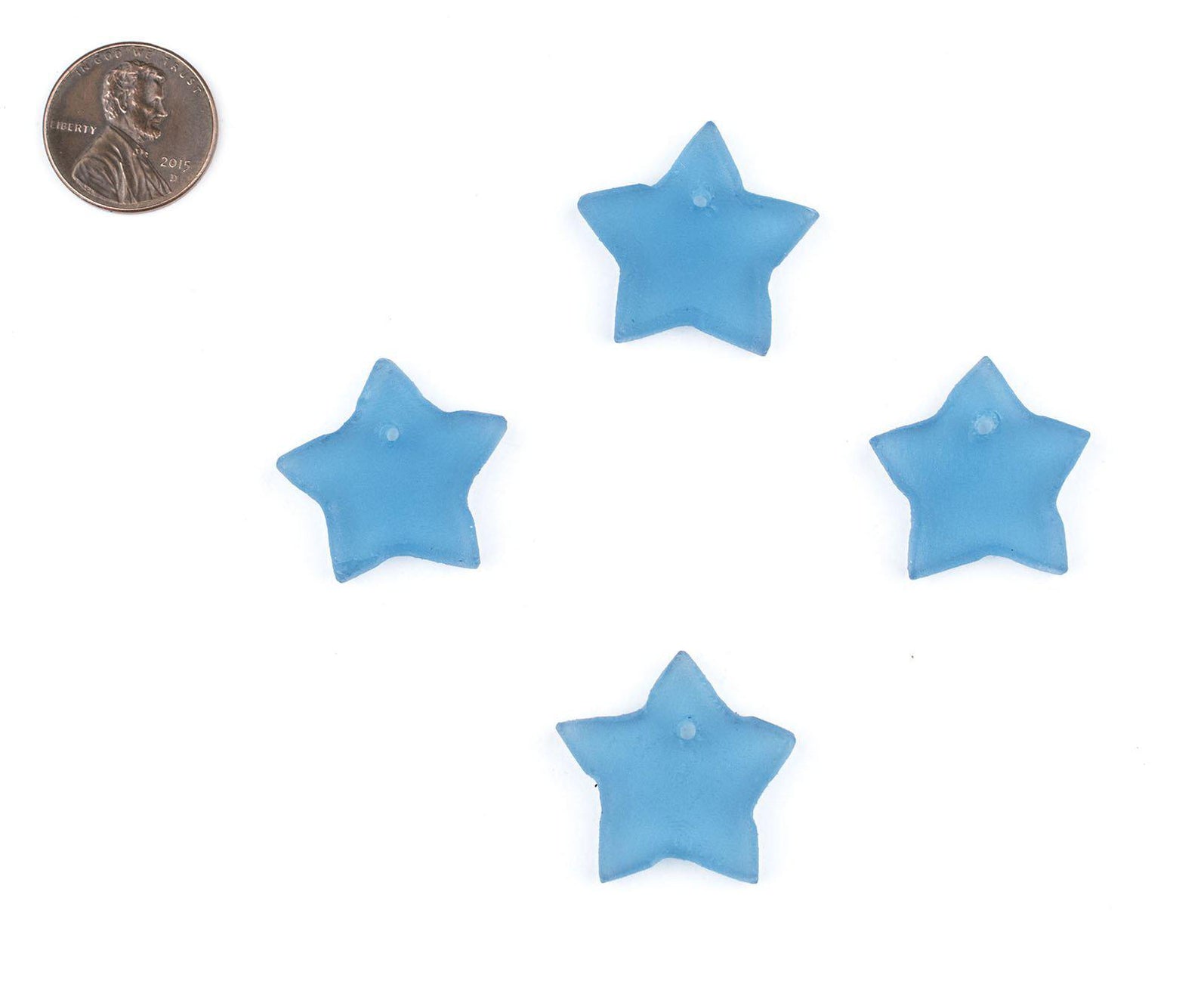 Light Blue Sea Glass Star Pendants (Set of 4) — The Bead Chest