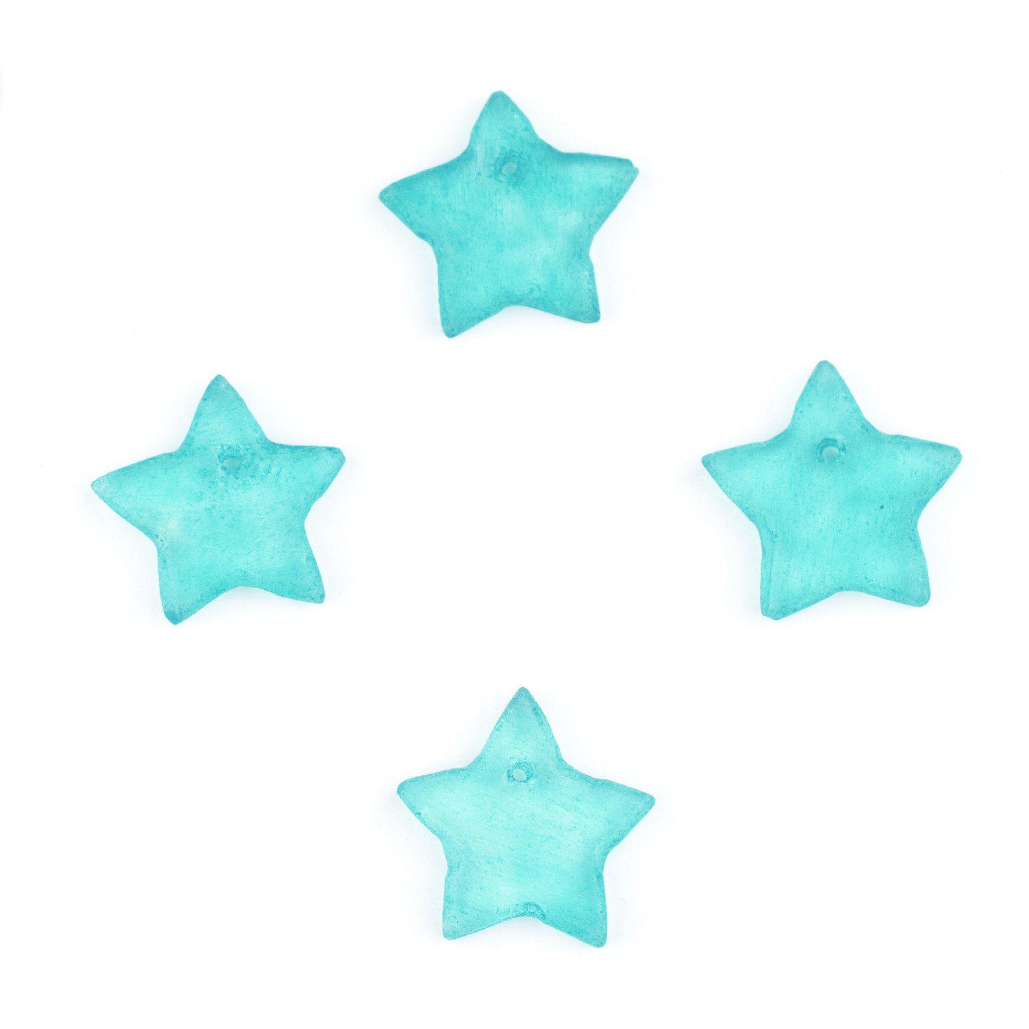 Bright Aqua Sea Glass Star Pendants (Set of 4) — The Bead Chest