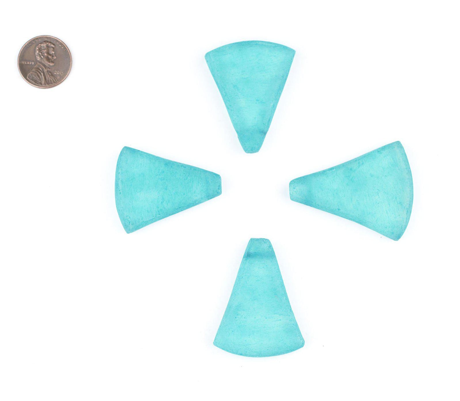 Bright Aqua Triangle Sea Glass Pendants (Set of 4) — The Bead Chest