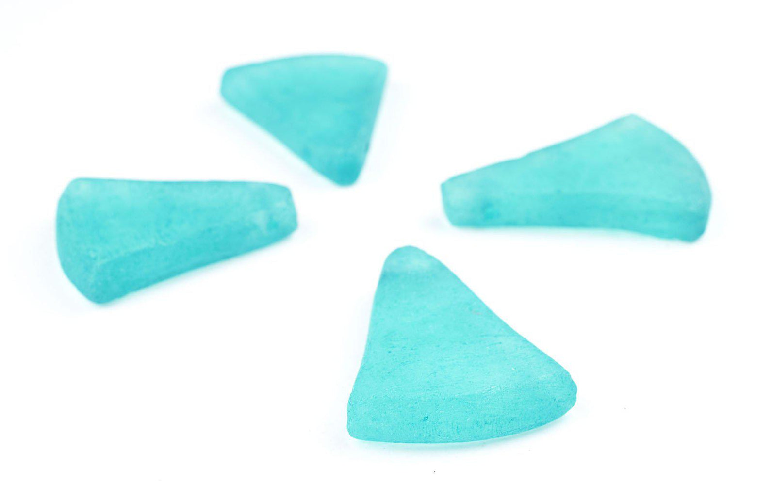 Bright Aqua Triangle Sea Glass Pendants (Set of 4) — The Bead Chest