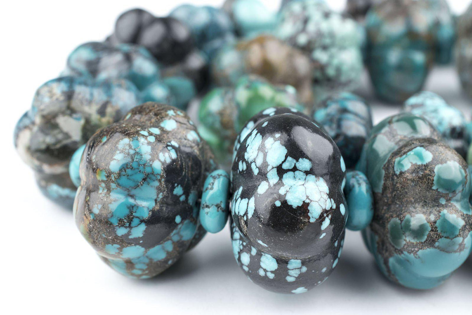 Flower-Shape Authentic Turquoise Beads — The Bead Chest