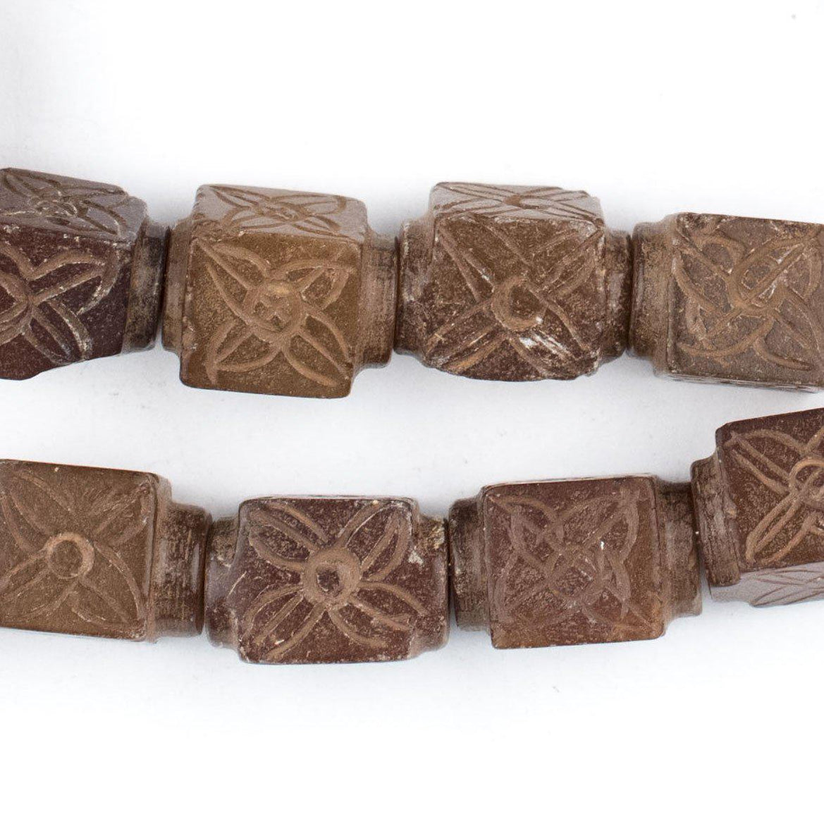 Tribal Patterned Carved Jade Cube Beads — The Bead Chest