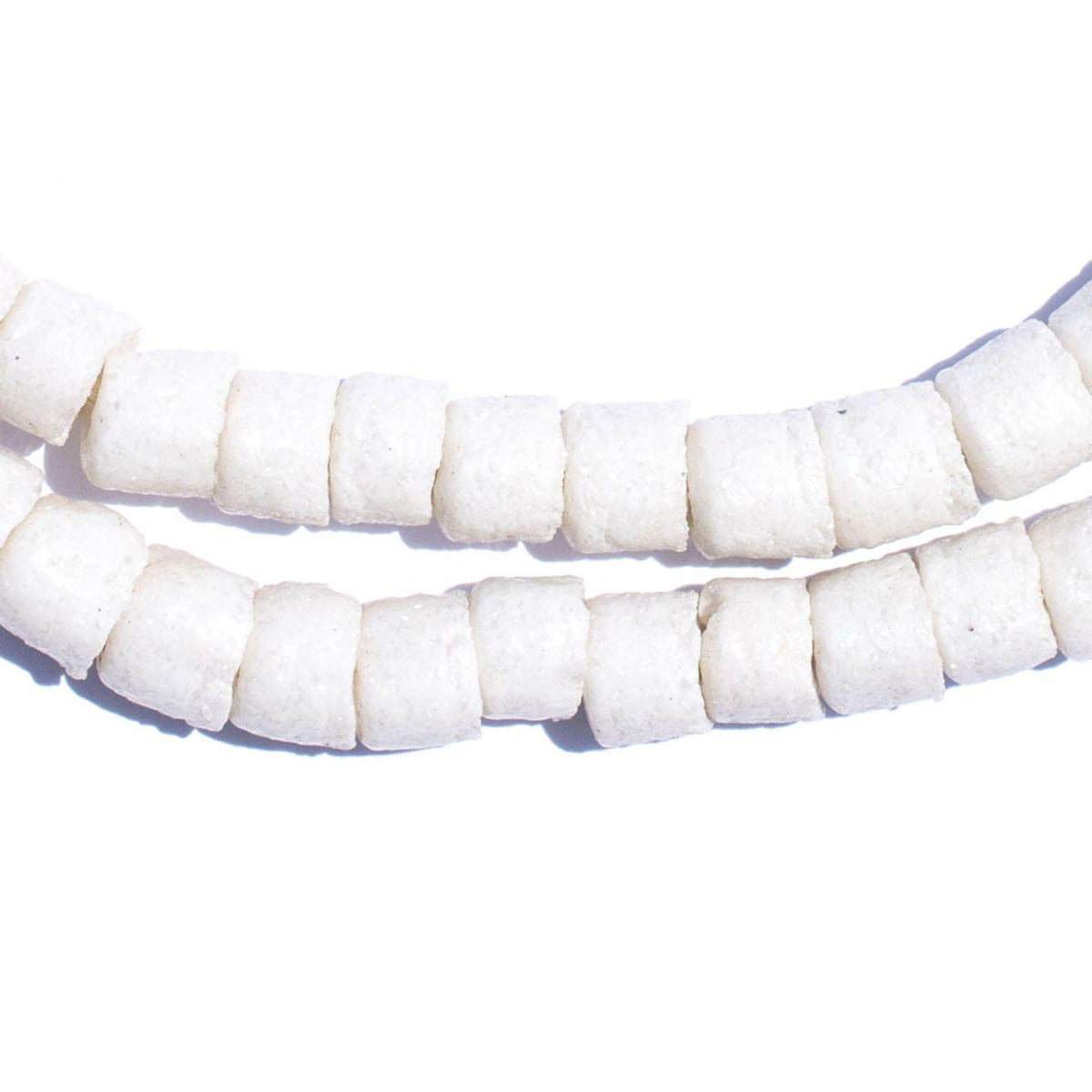 White Sandcast Cylinder Beads — The Bead Chest