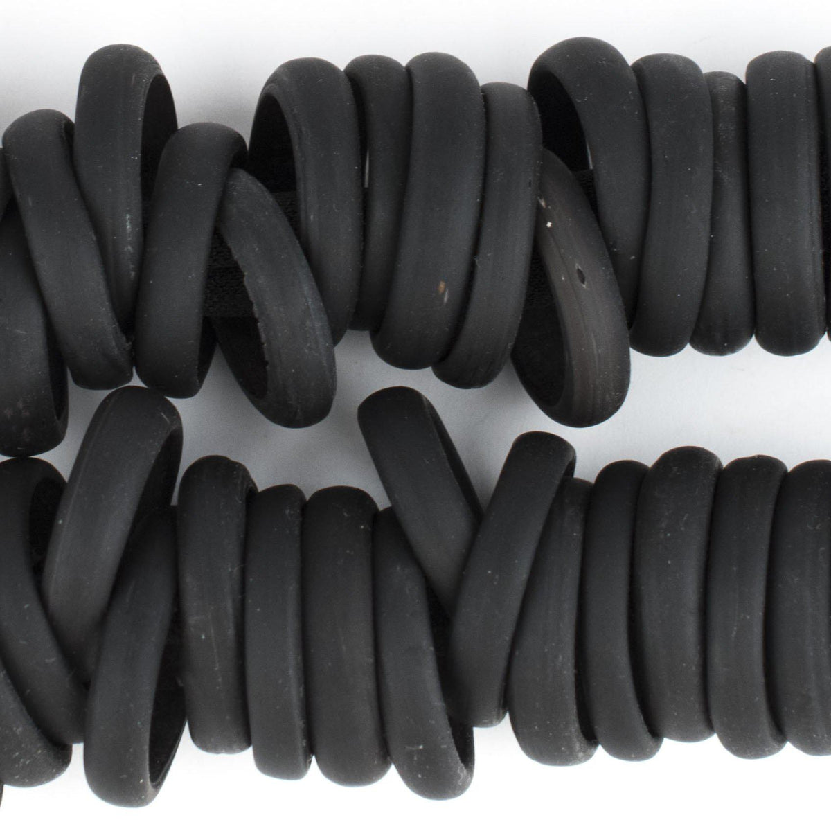 Black Annular Wound Dogon Glass Ring Beads (24mm) — The Bead Chest