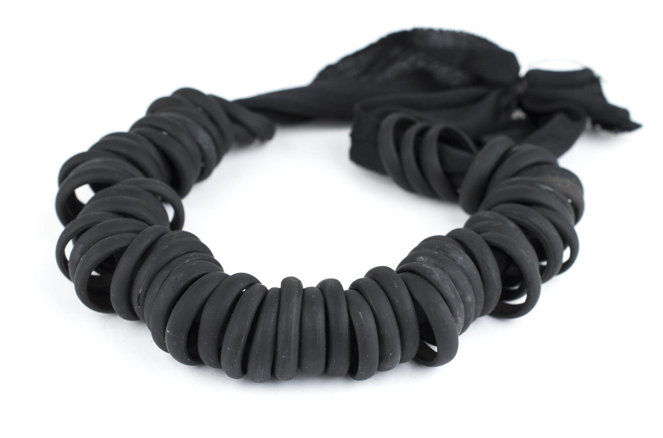Black Annular Wound Dogon Glass Ring Beads (24mm) — The Bead Chest