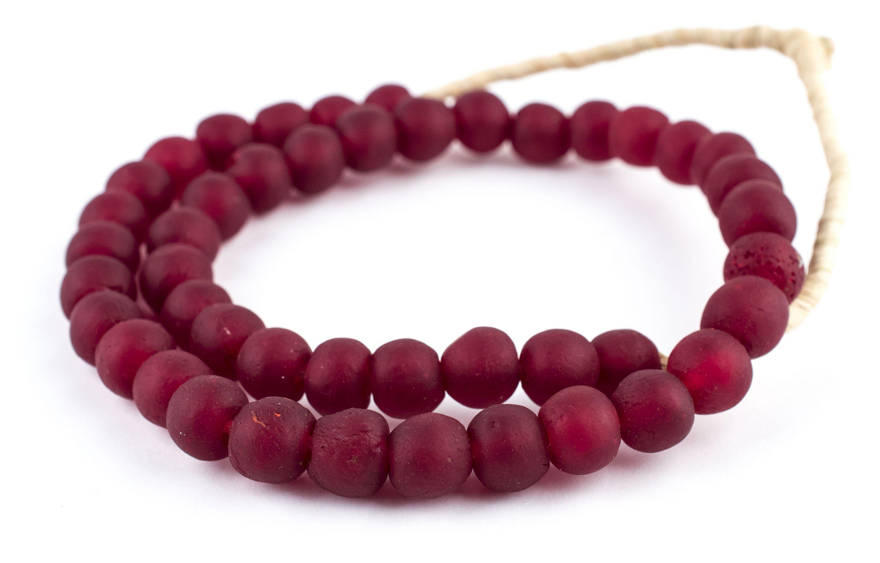 Deep Red Recycled Glass Beads (14mm) — The Bead Chest