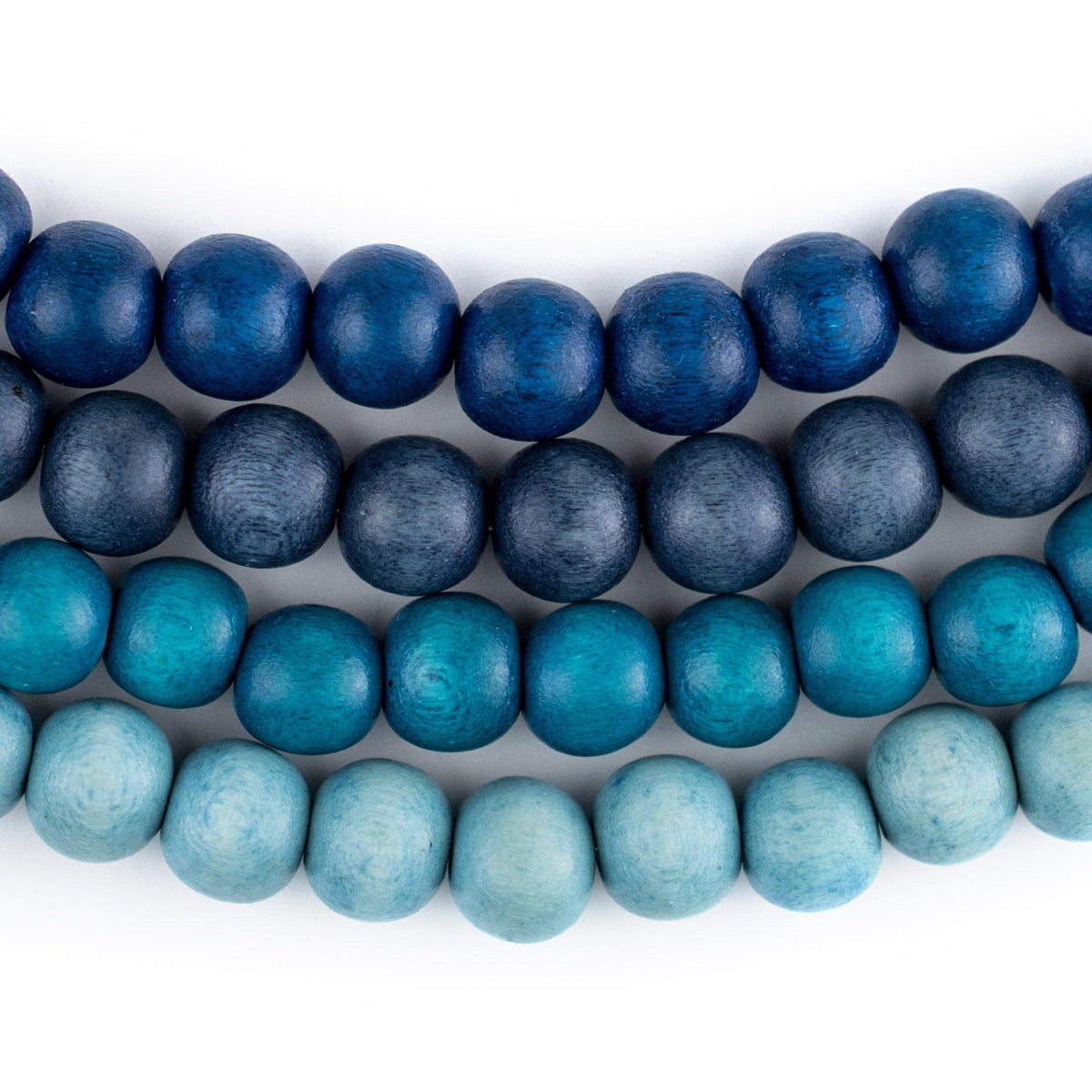 4 Strand Bundle: Round Blue Natural Wood Beads (8mm) — The Bead Chest