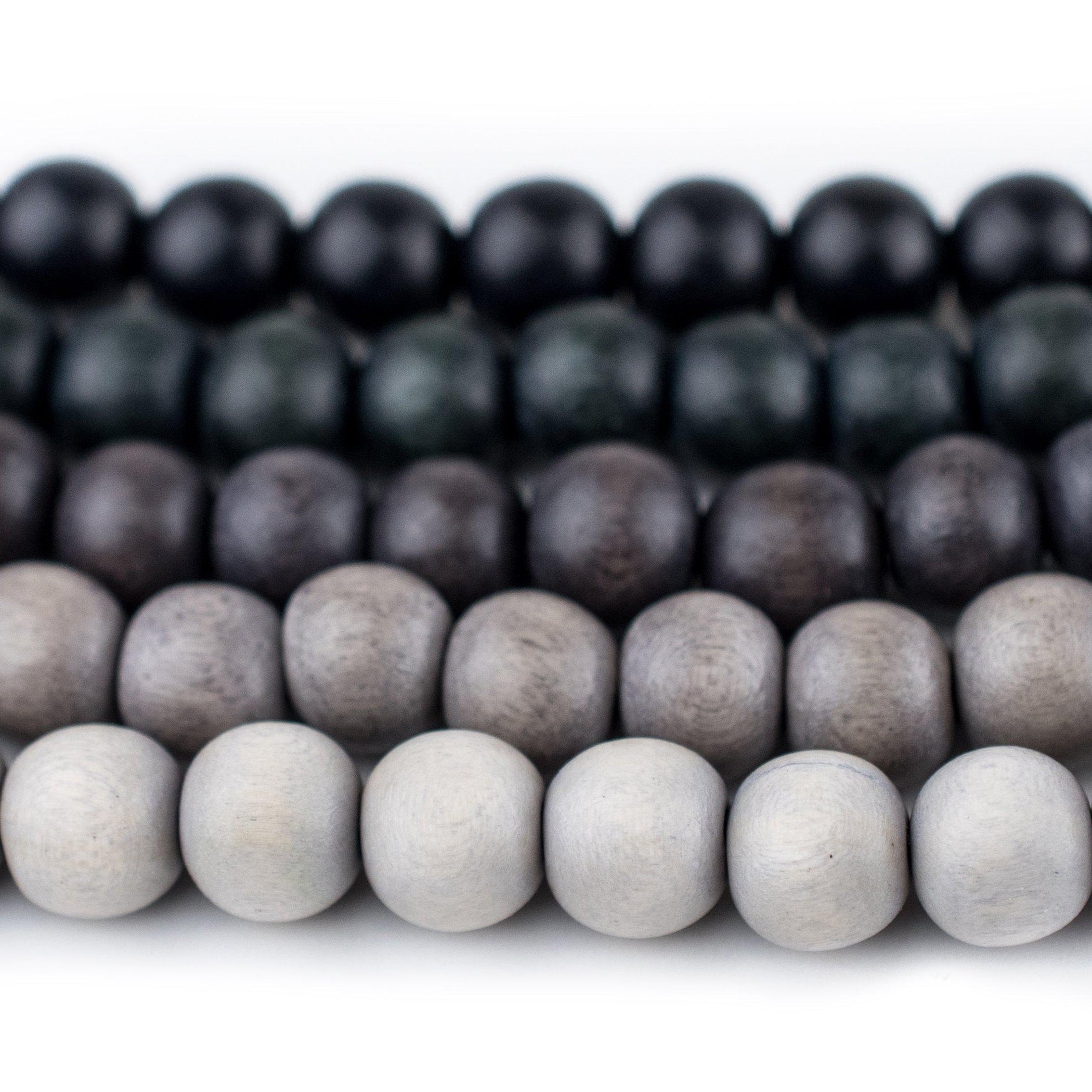 5 Strand Bundle: Grey Natural Wood Beads (8mm) — The Bead Chest