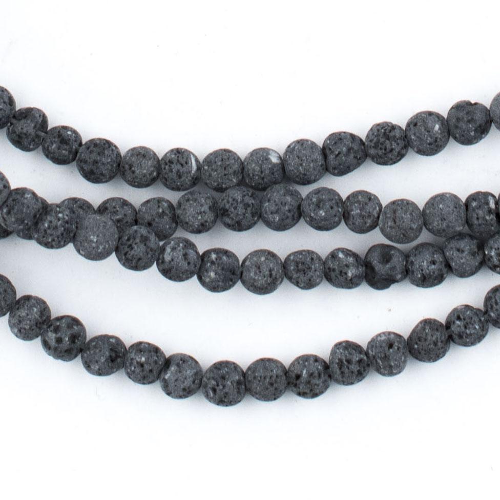 Grey Volcanic Lava Beads (4mm) — The Bead Chest