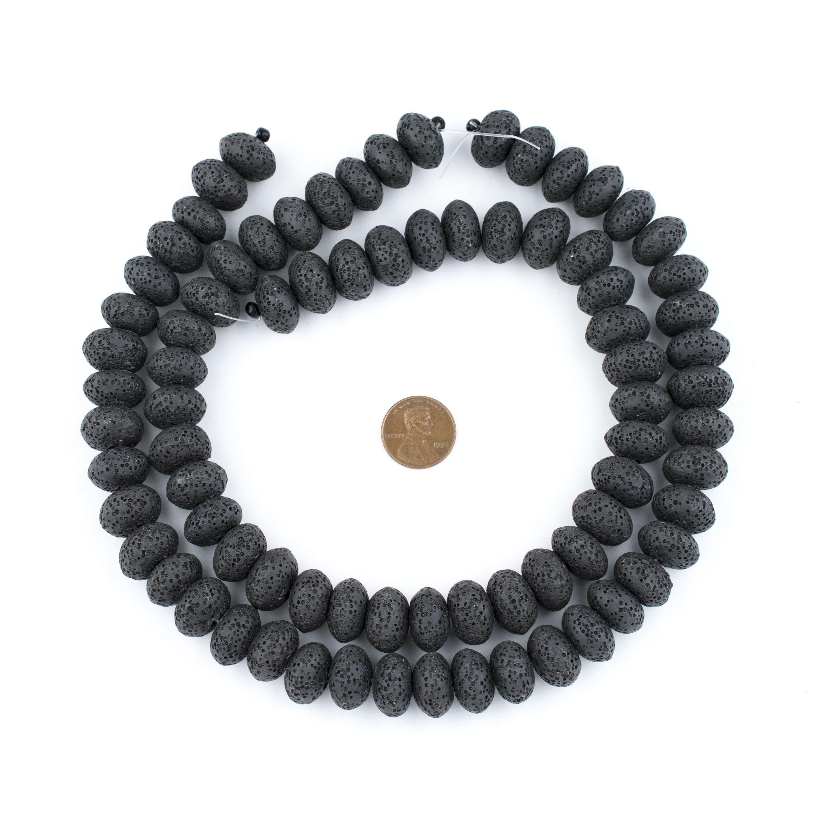 Black Rondelle Volcanic Lava Beads (16mm) — The Bead Chest