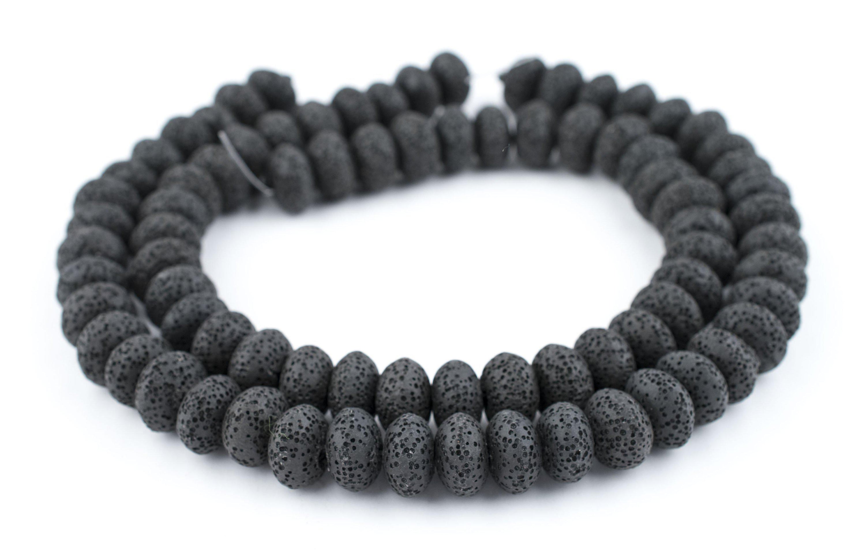 Black Rondelle Volcanic Lava Beads (16mm) — The Bead Chest