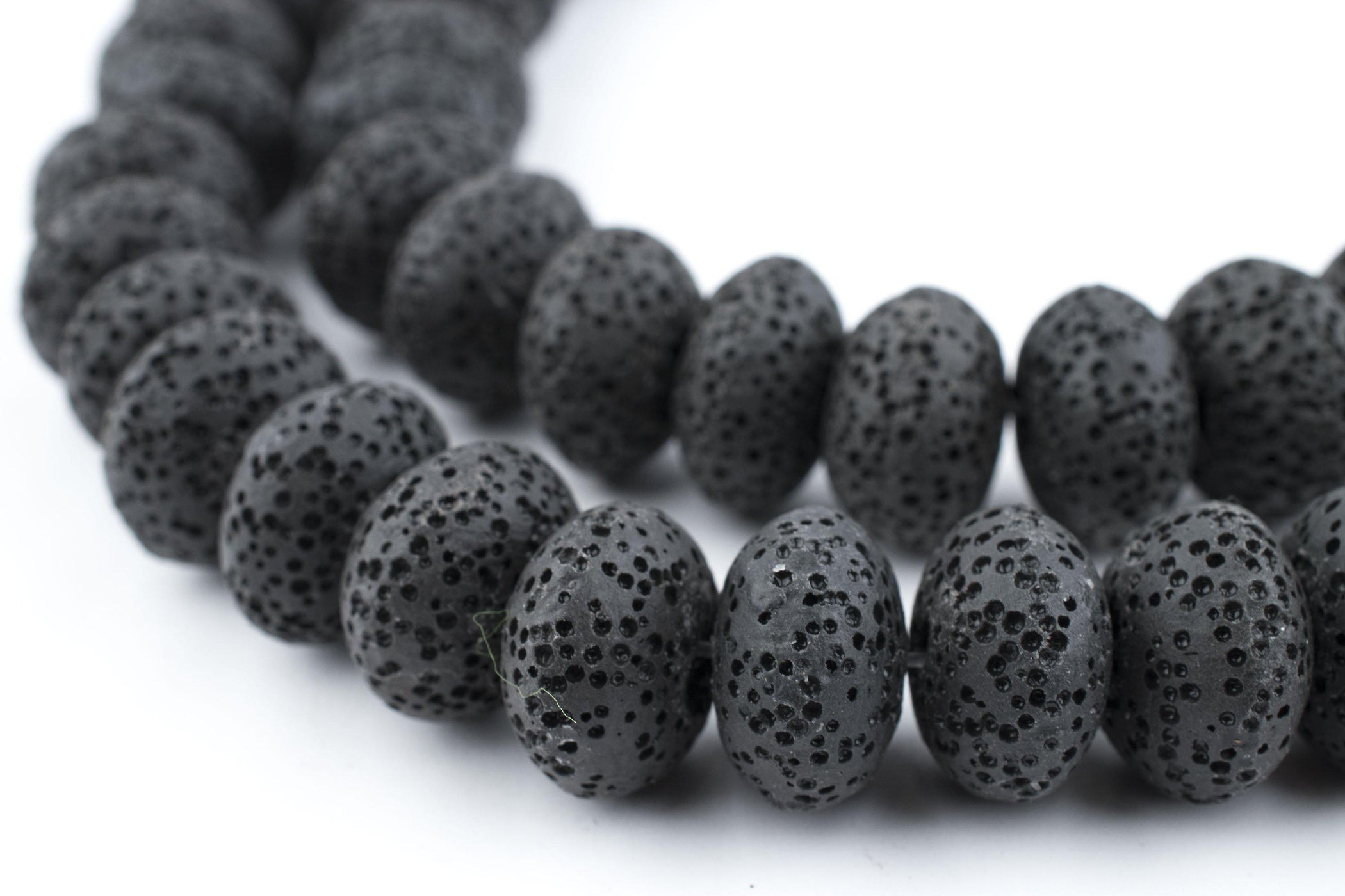 Black Rondelle Volcanic Lava Beads (16mm) — The Bead Chest