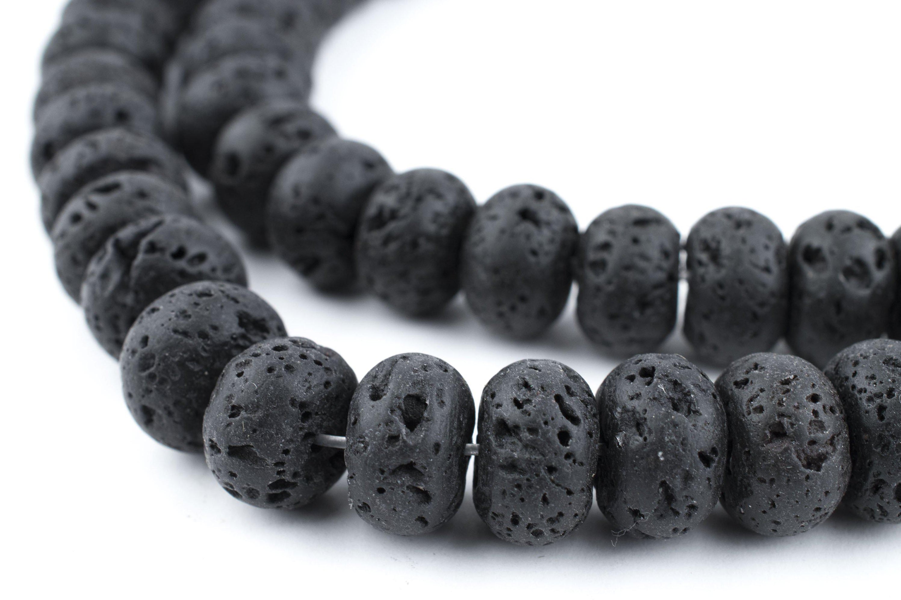 Black Rondelle Volcanic Lava Beads (12mm) — The Bead Chest