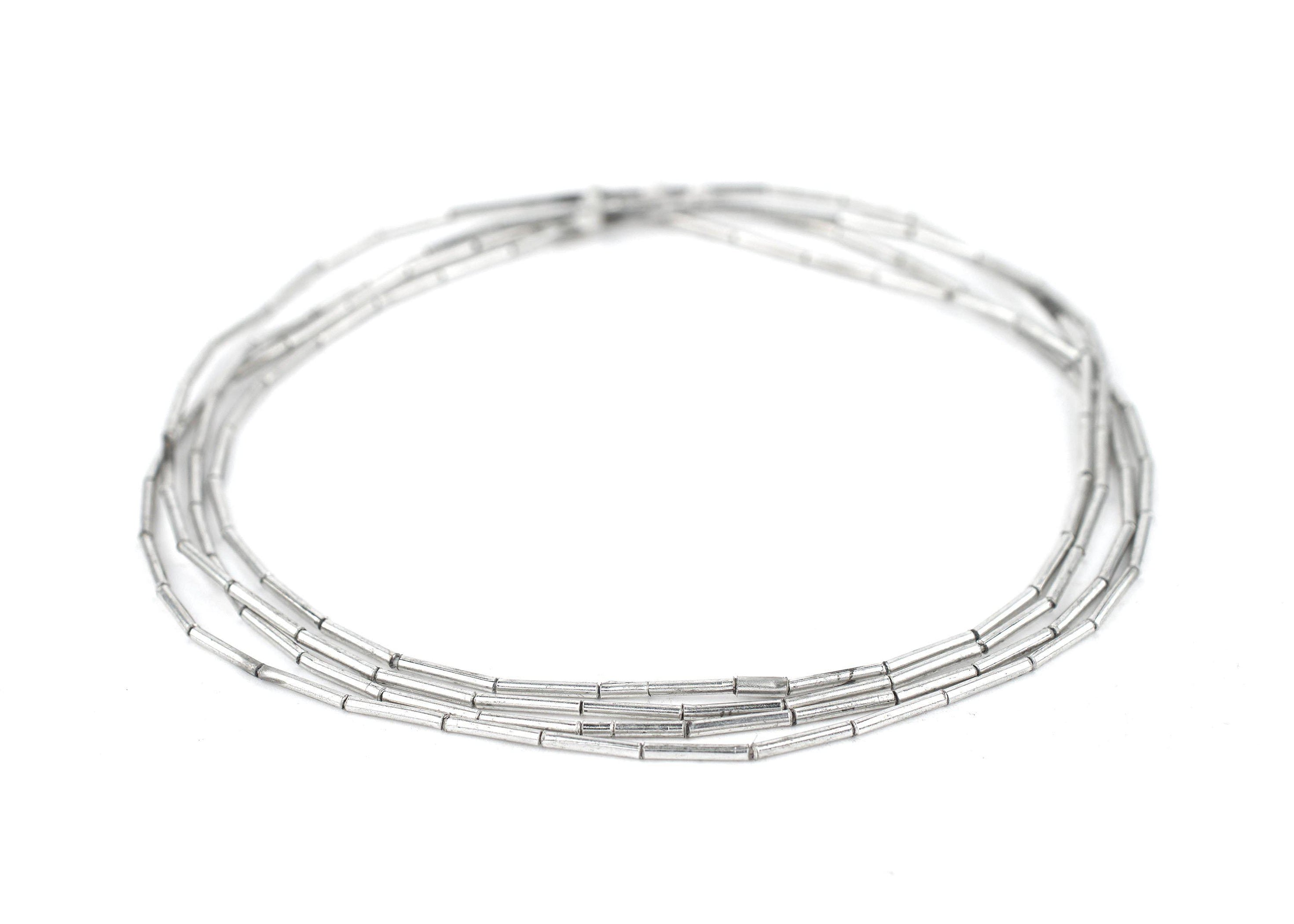 Shiny White Metal Tube Beads (1.5mm) — The Bead Chest