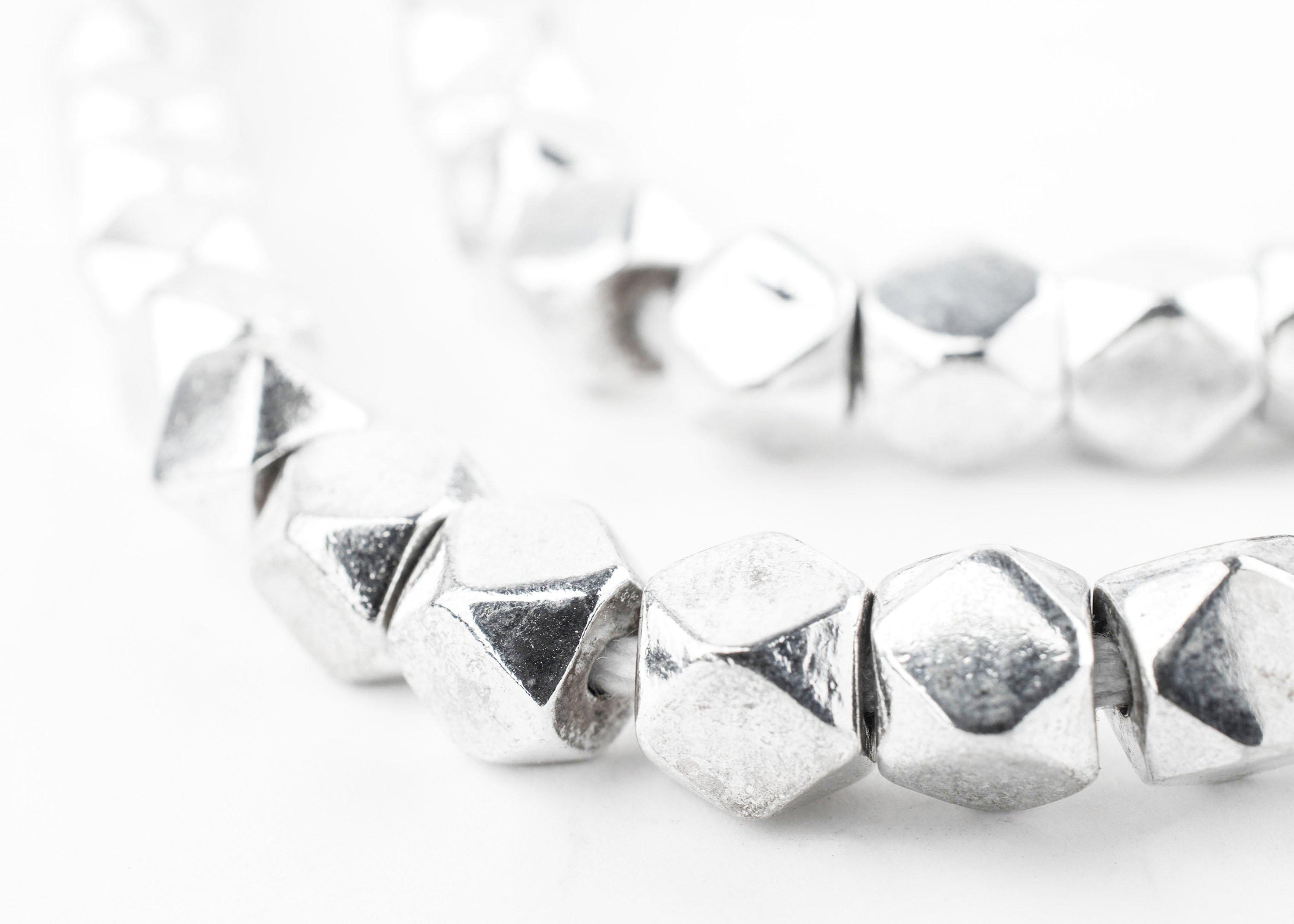 Silver Faceted Diamond Cut Beads (7mm) — The Bead Chest