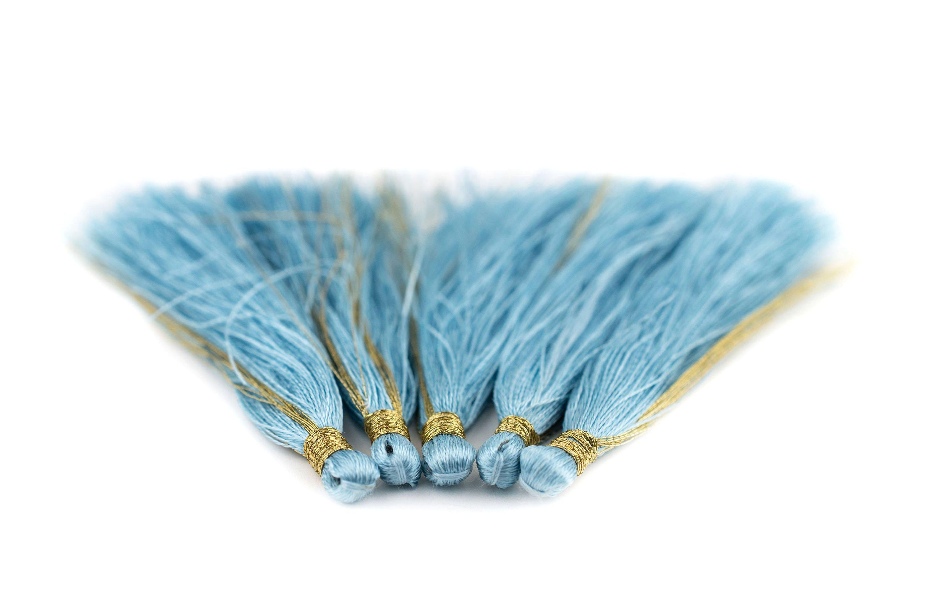 Light Blue 6cm Silk Tassels (5 Pack) — The Bead Chest