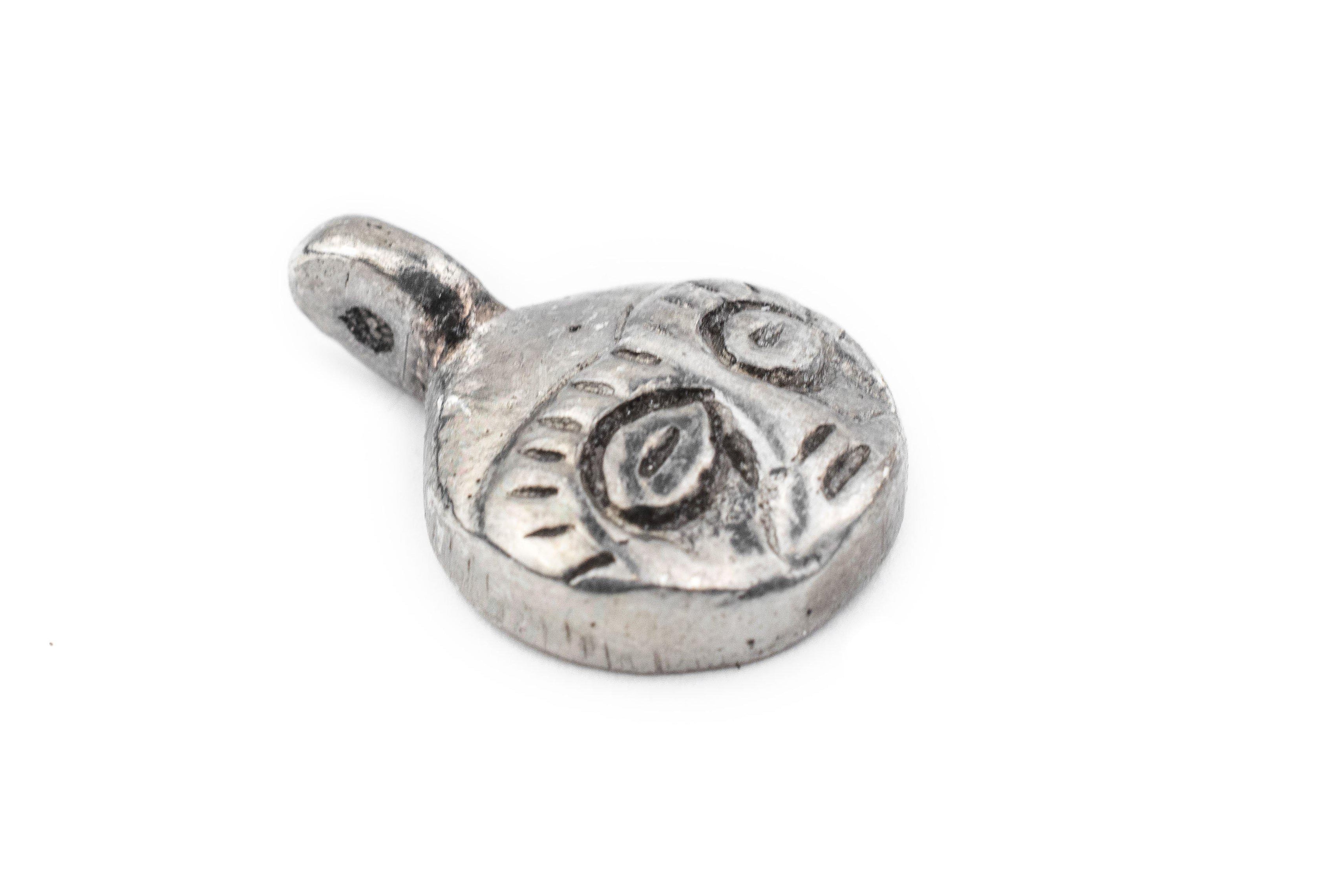 African Silver Mask Charm Pendant (19x14mm) — The Bead Chest