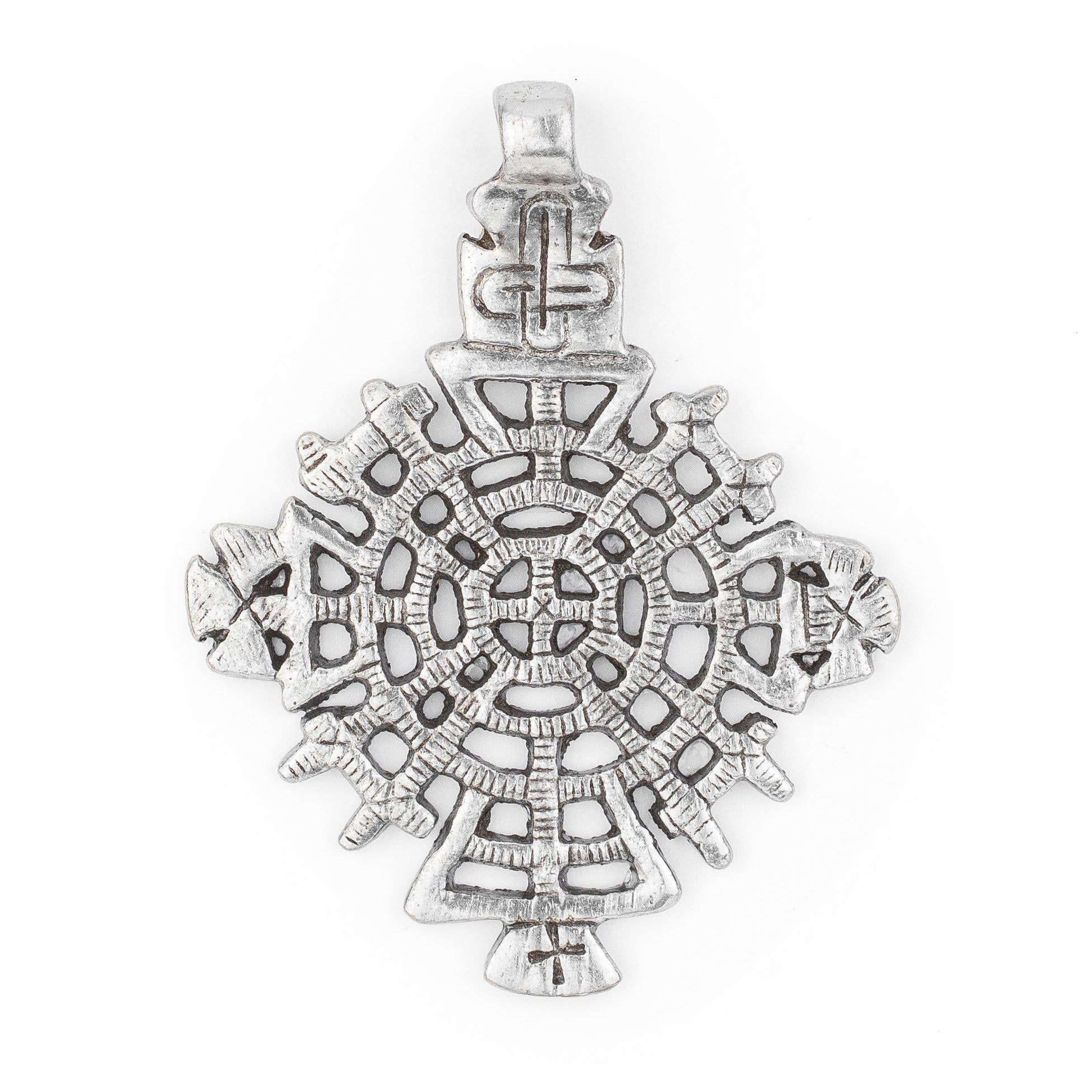 Awasa Ethiopian Silver Cross Pendant (65x50mm) — The Bead Chest