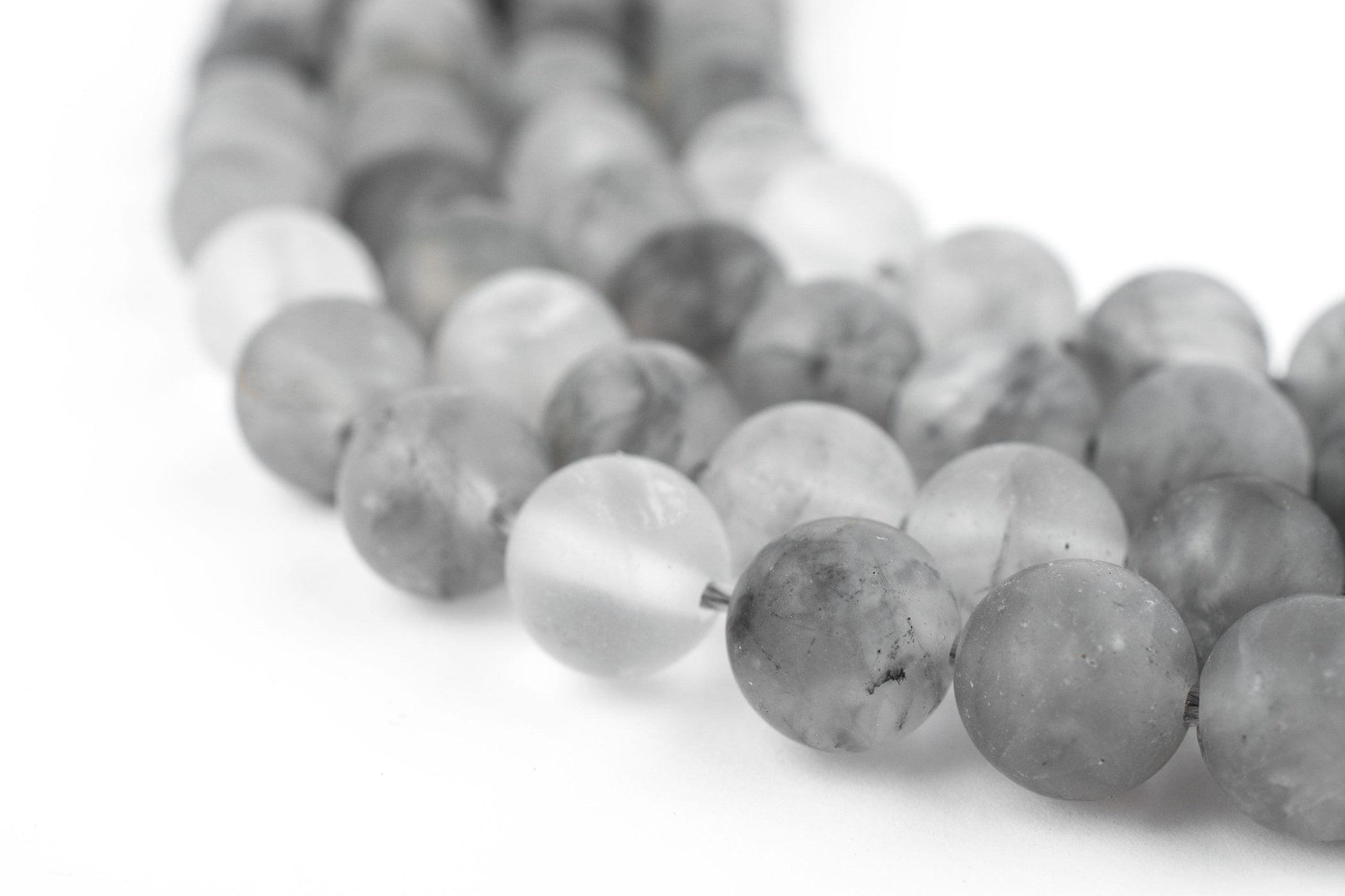 Matte Round Cloudy Quartz Beads (8mm) — The Bead Chest