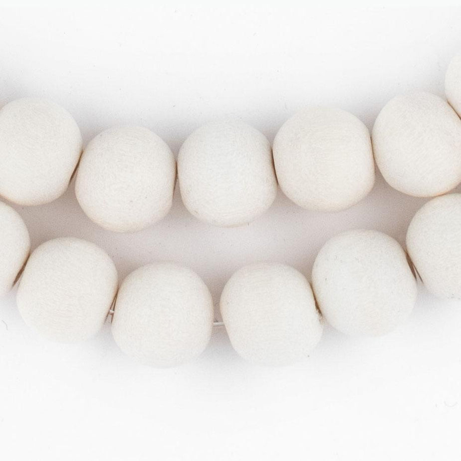 White Round Natural Wood Beads (10mm) — The Bead Chest