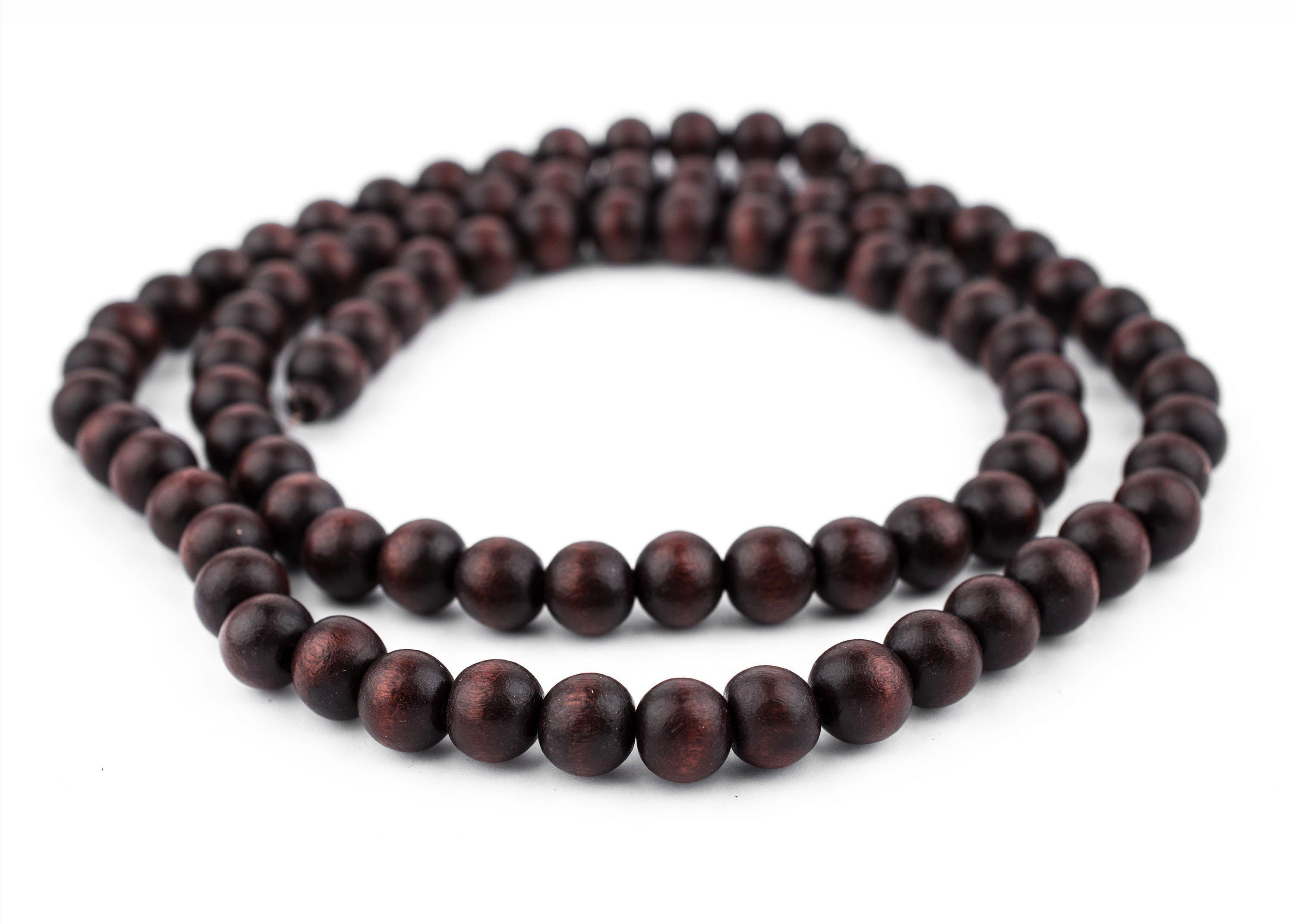 Dark Brown Round Natural Wood Beads (10mm) — The Bead Chest