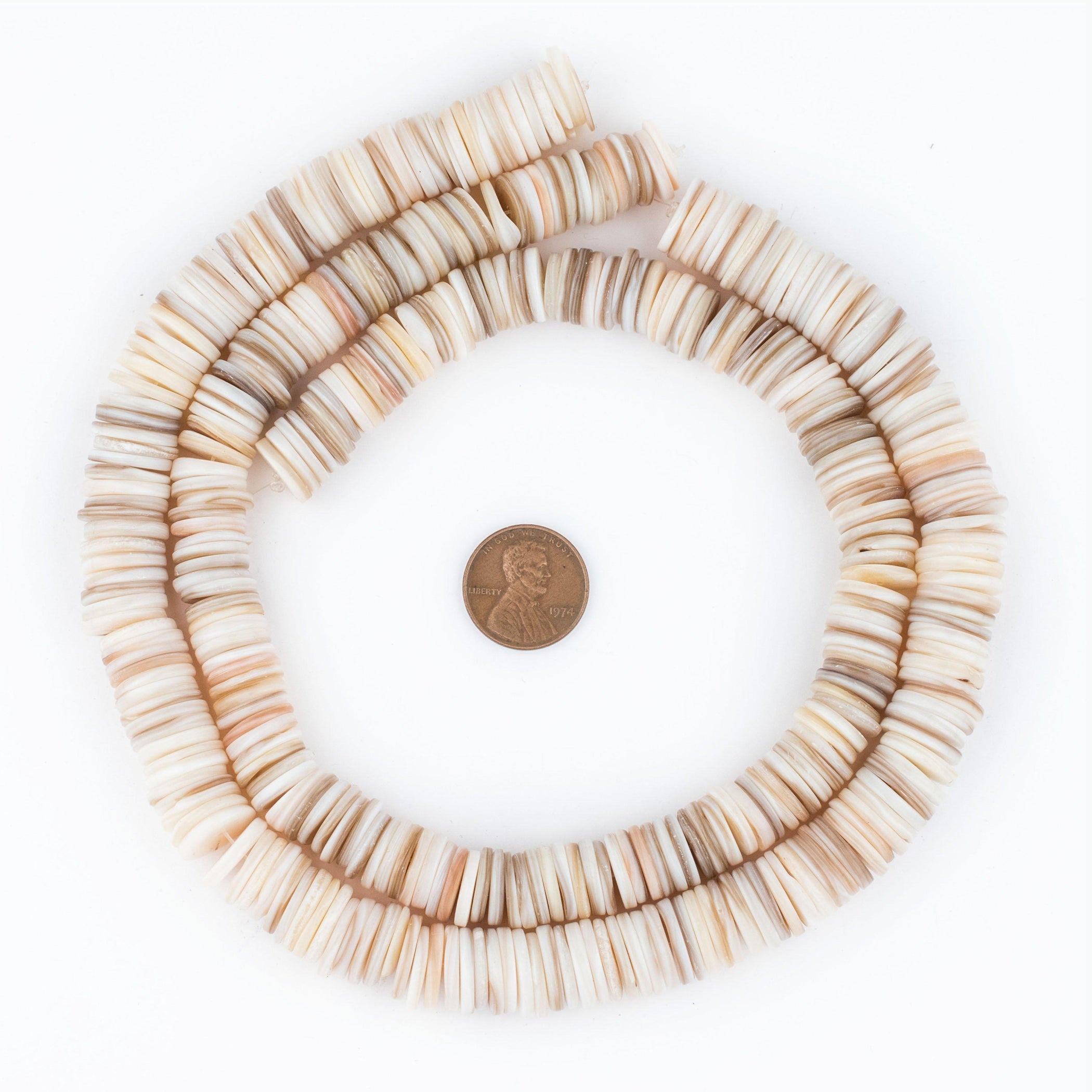White Ocean Sea Shell Heishi Beads (12mm) — The Bead Chest