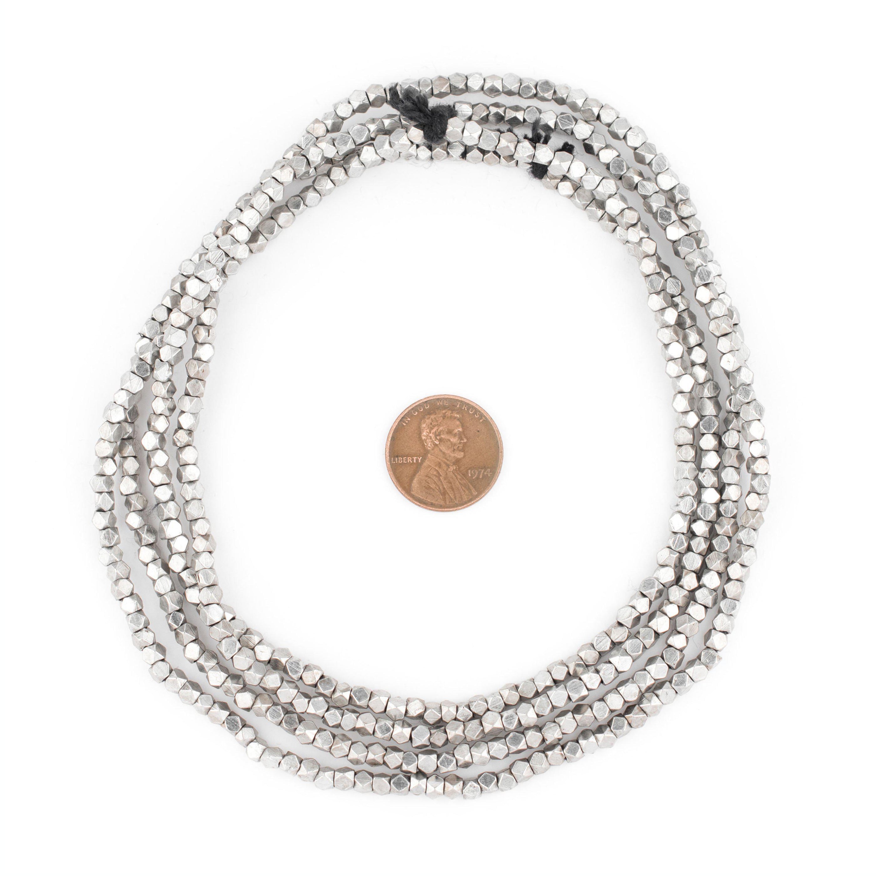 Silver Faceted Diamond Cut Beads (3mm) — The Bead Chest