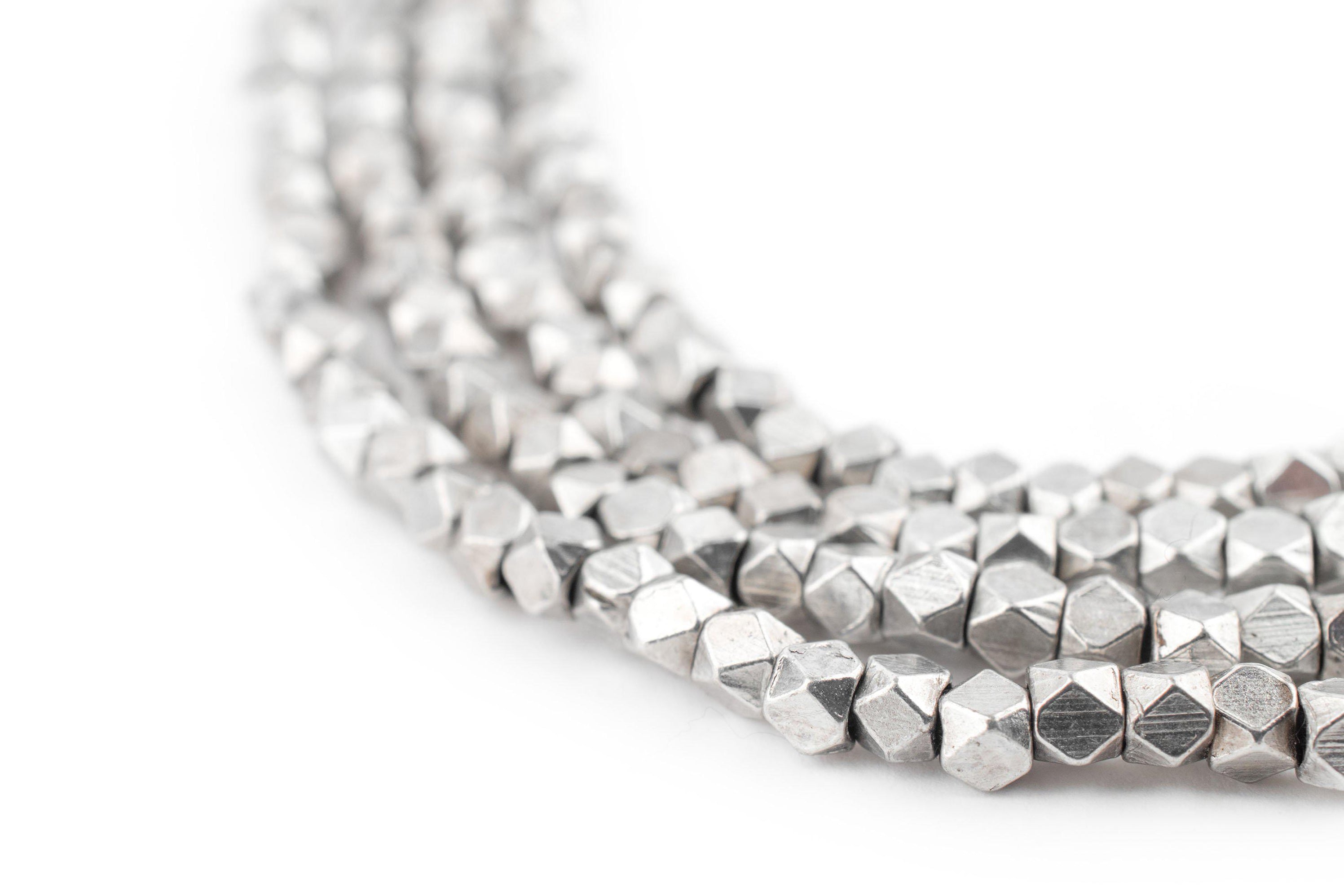 Silver Faceted Diamond Cut Beads (3mm) — The Bead Chest