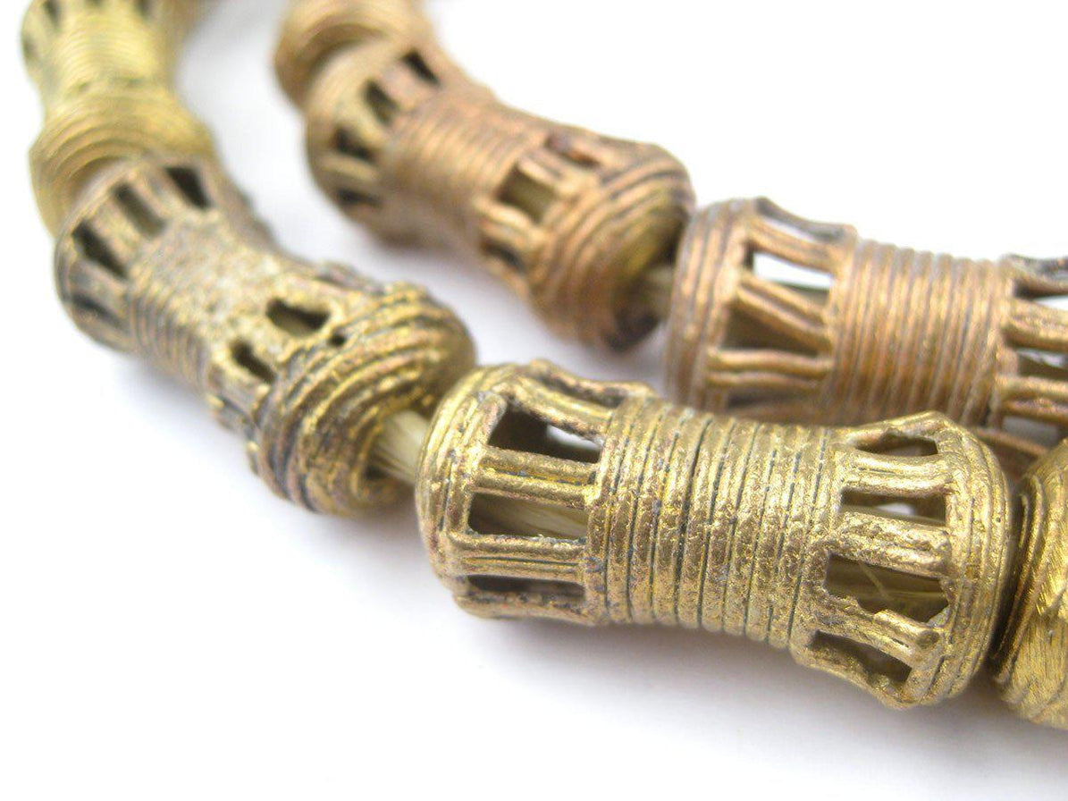 Strawstack Barrel Ghana Brass Filigree Beads — The Bead Chest