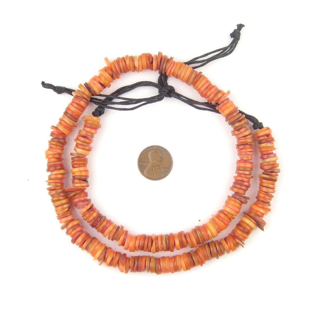 Amber Orange Moroccan Heishi Shell Beads — The Bead Chest